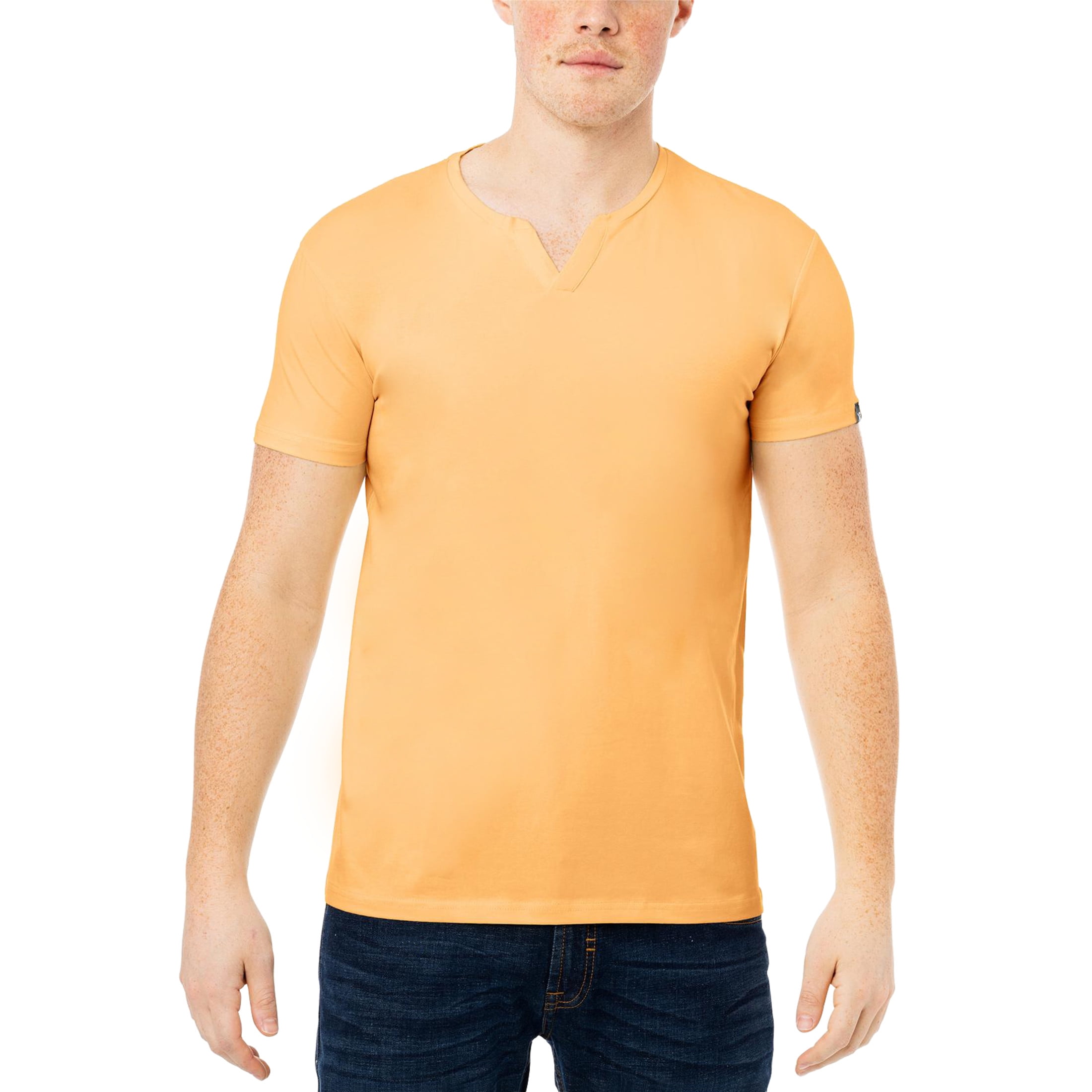X RAY JEANS Mens Basic V-Notch Neck Short Sleeve T-Shirt, Cantaloupe, S ...