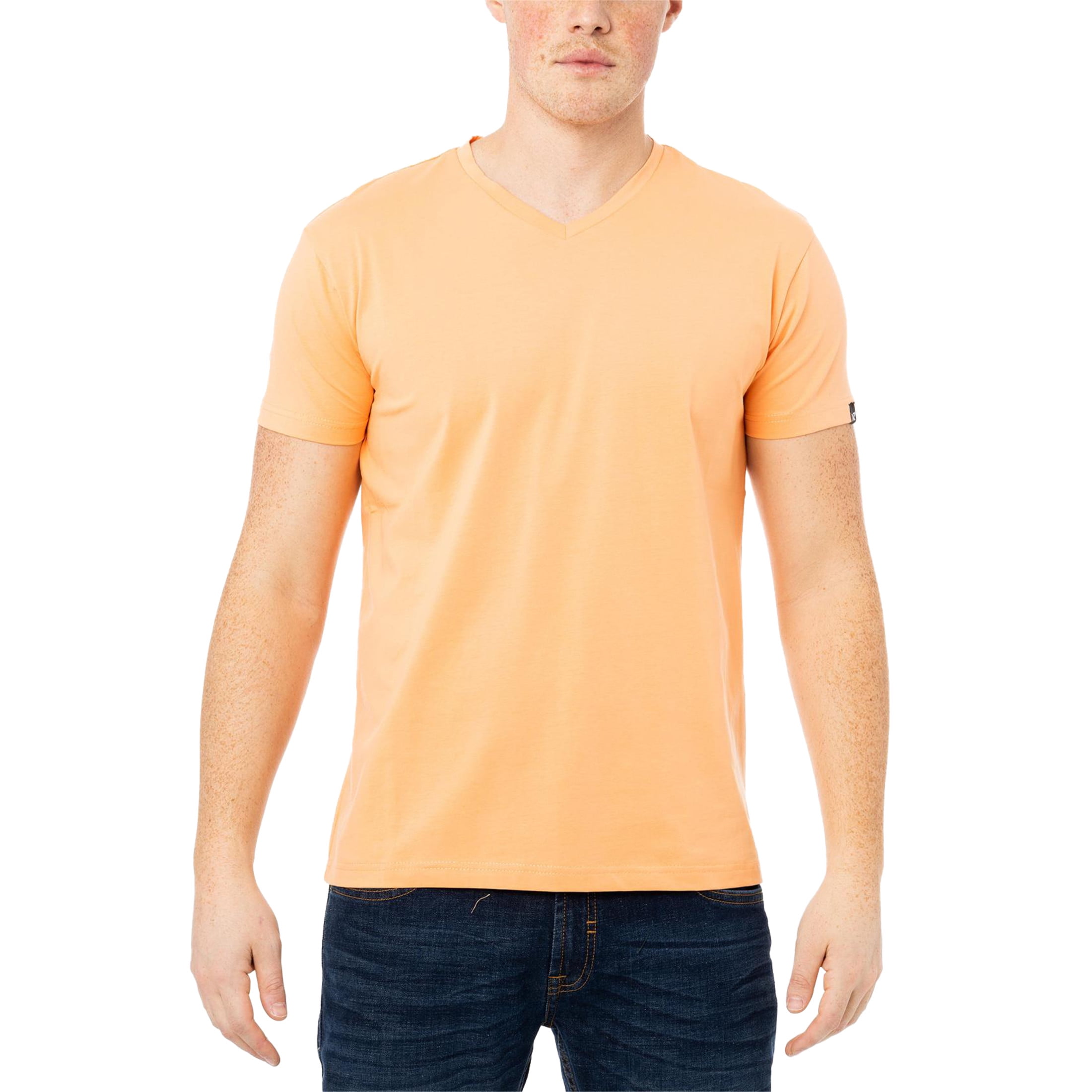 X RAY JEANS Mens Basic V-Neck Short Sleeve T-Shirt, Cantaloupe, XS ...