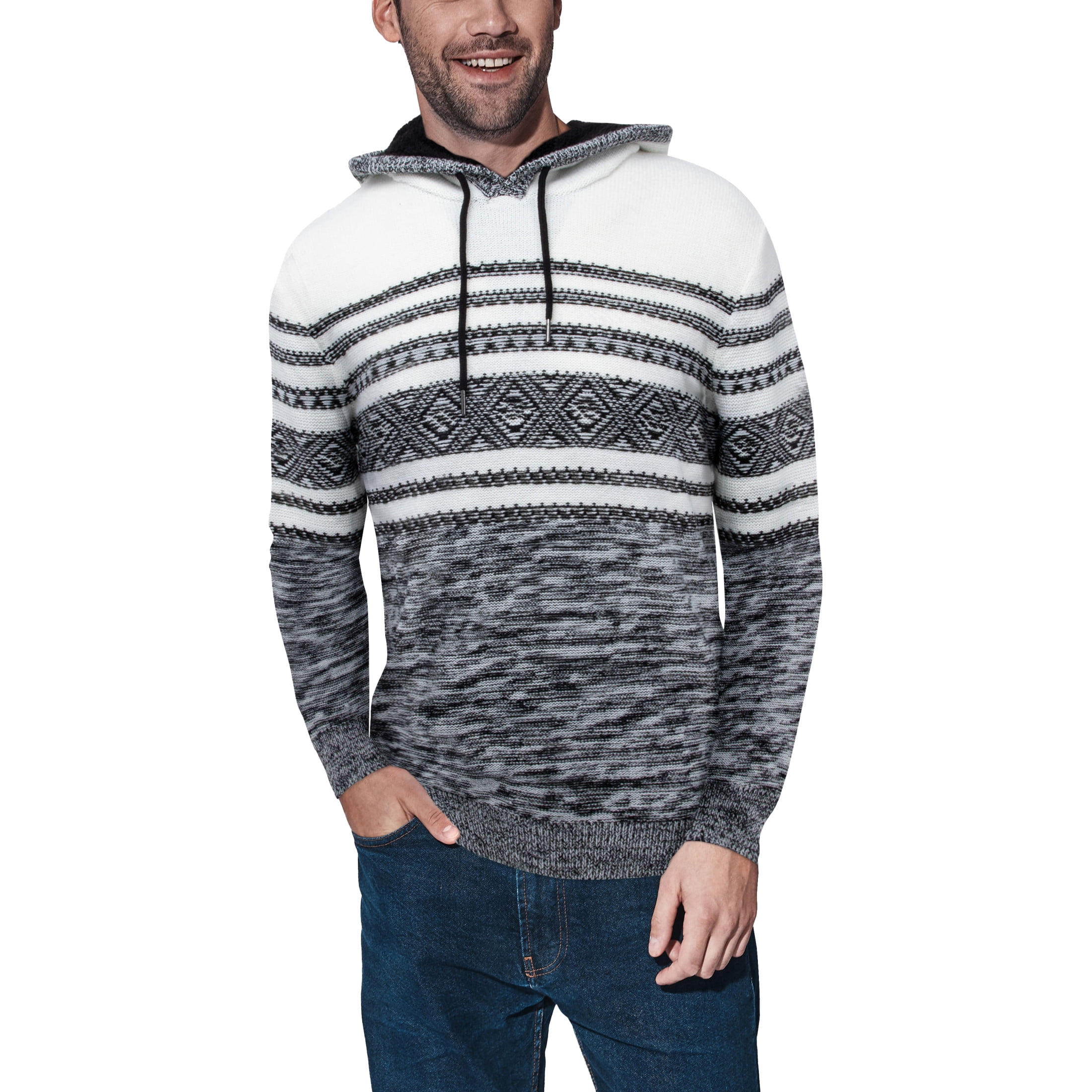 X RAY JEANS Mens Stripe Pattern Hooded Sweater, Black, XL - Walmart.com