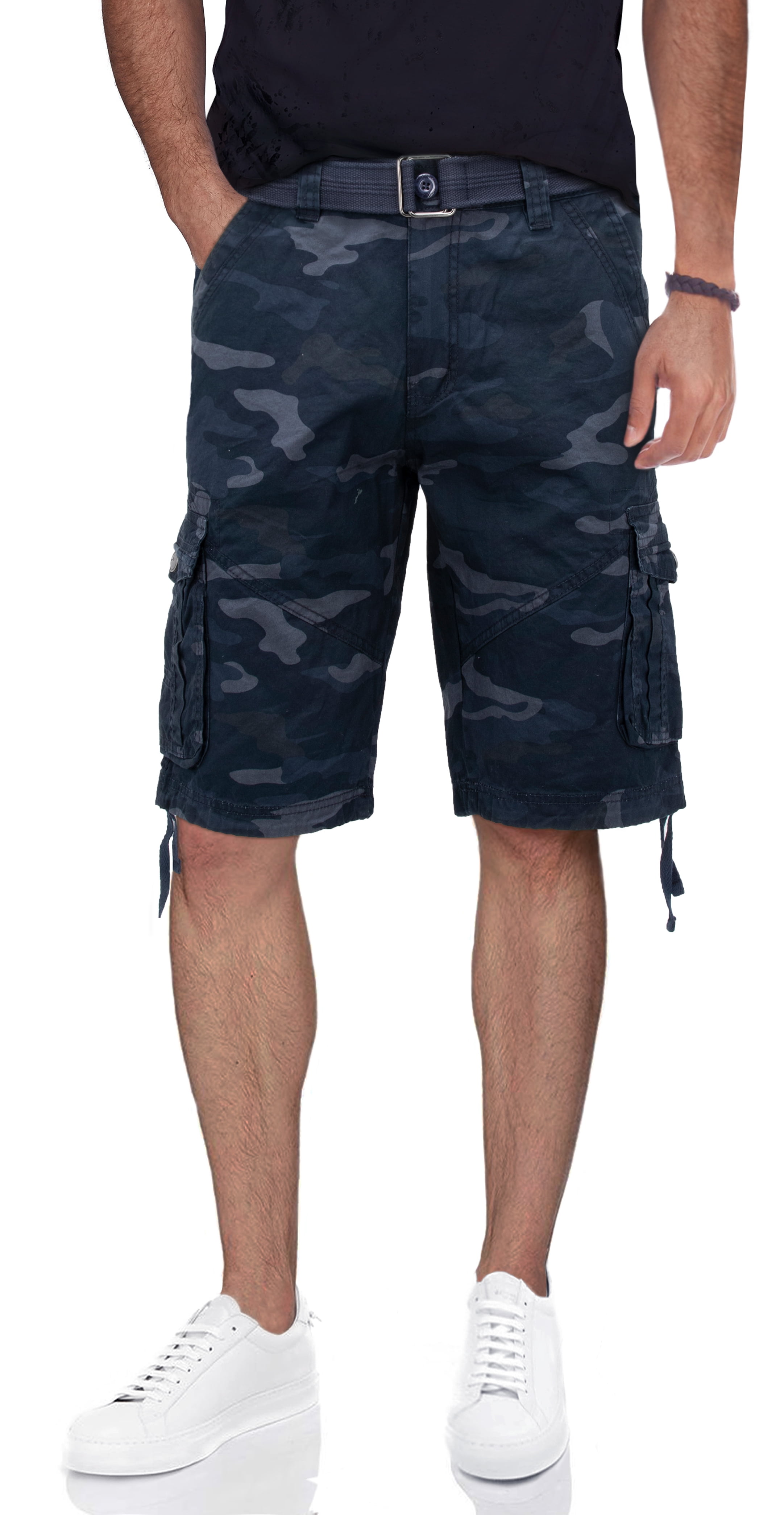 X RAY Mens Bermuda Cargo Shorts Camo & Solid Colors 12.5" Inseam Knee ...