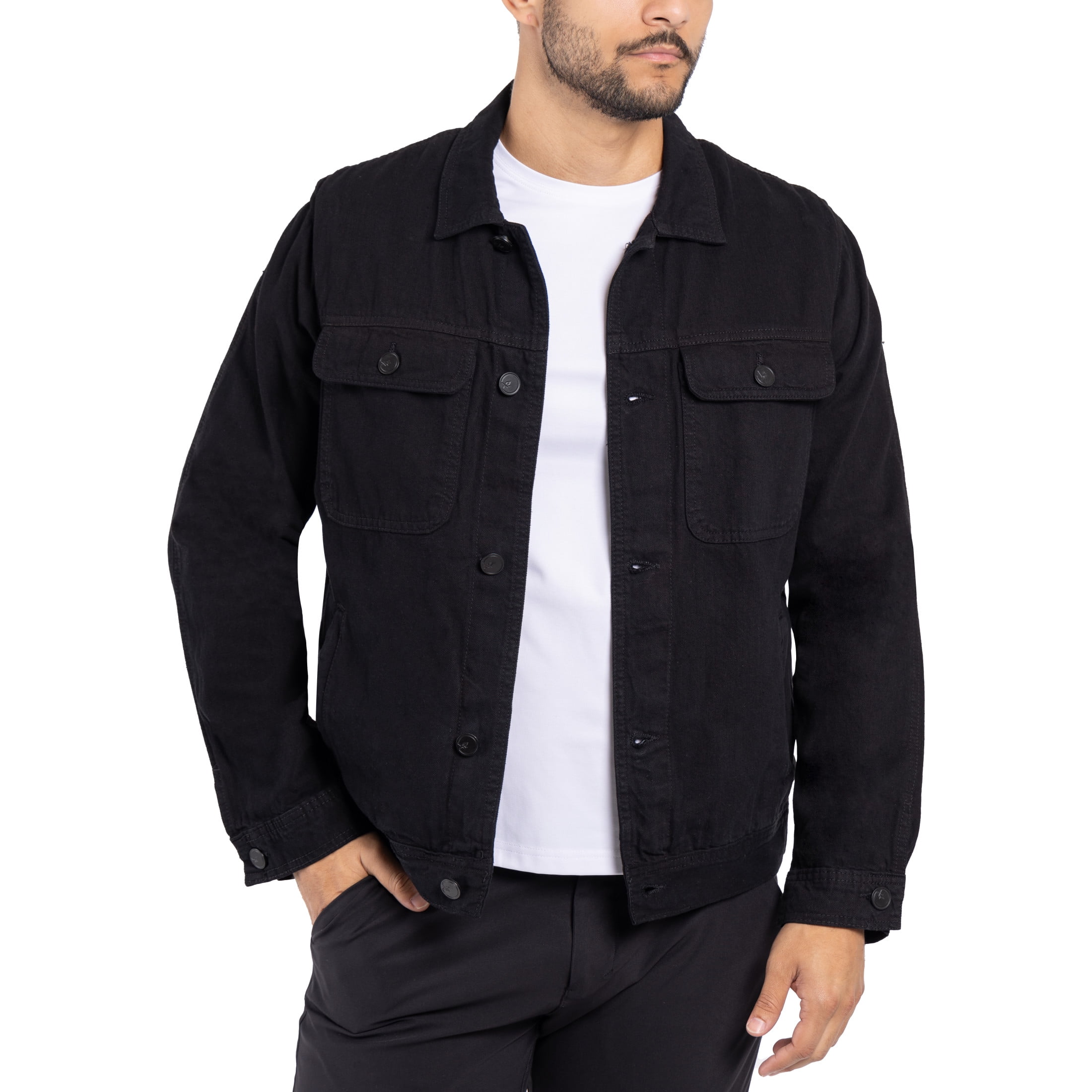 X RAY Distressed Men's Denim Jacket, Jet Black, Casual Trucker Jean ...