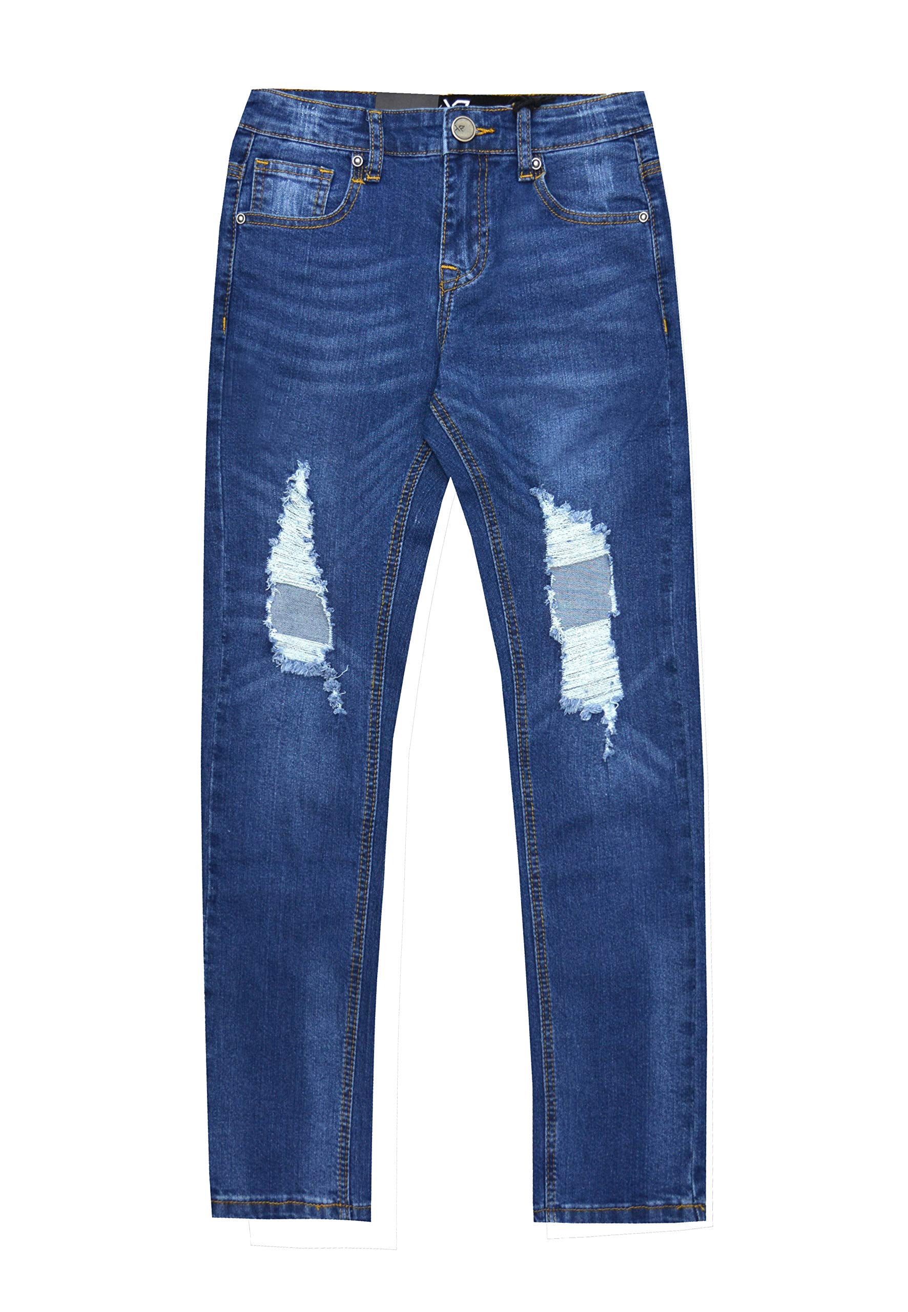 X RAY Skinny Ripped Jeans for Boys – Distressed Slim Fit Denim Pants ...