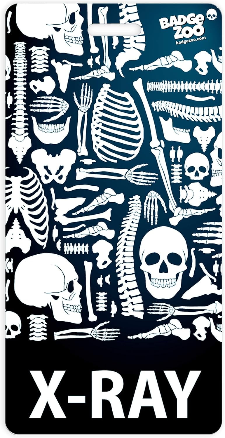 X-Ray Badge Buddy (20 Pack) - Black - Skeleton Themed - Radiology Vertical Badge Id Card - by ...