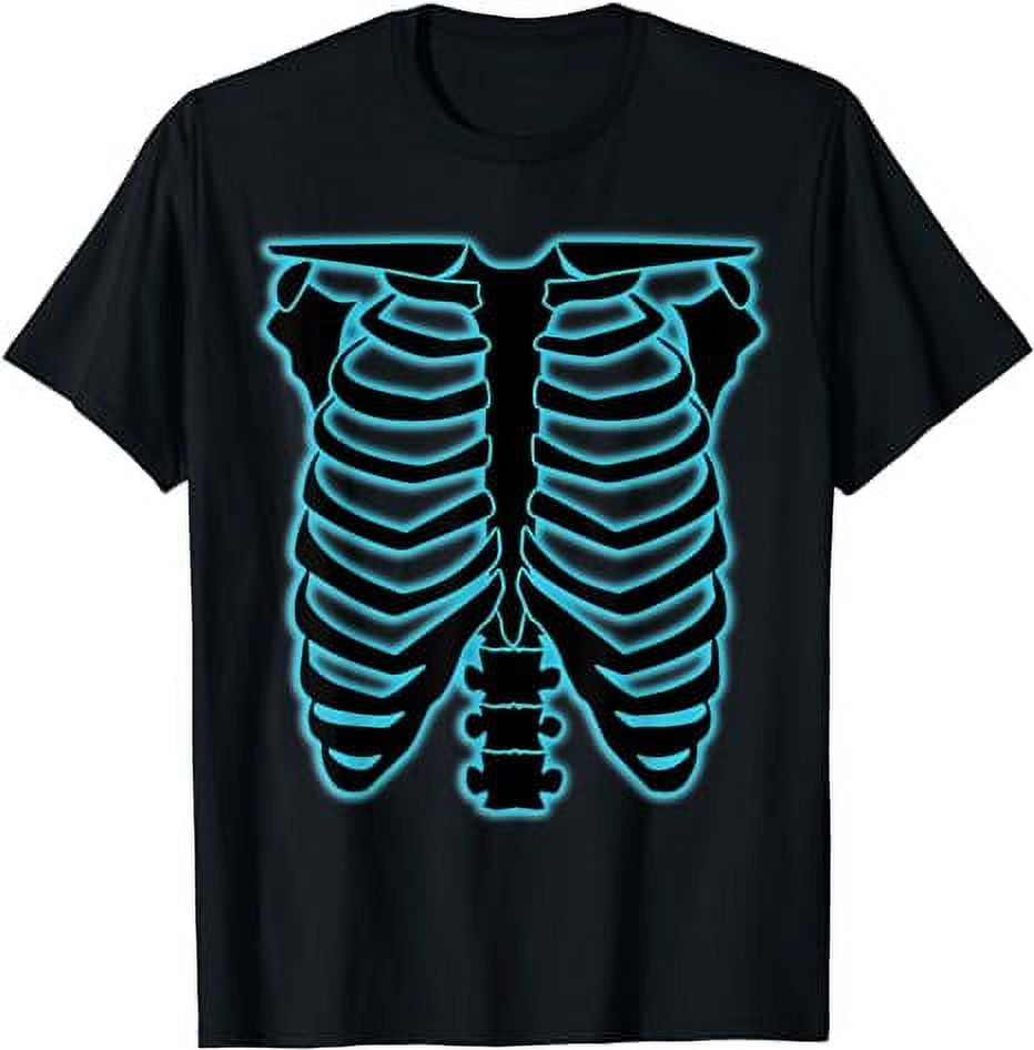 X-Ray Dark Skeleton T-Shirt | Halloween Spooky Rib Cage Tee - Walmart.com