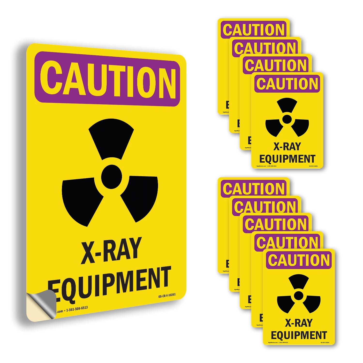 X-Ray Equipment With Symbol OSHA Caution Radiation Vinyl Decal Label 18 ...