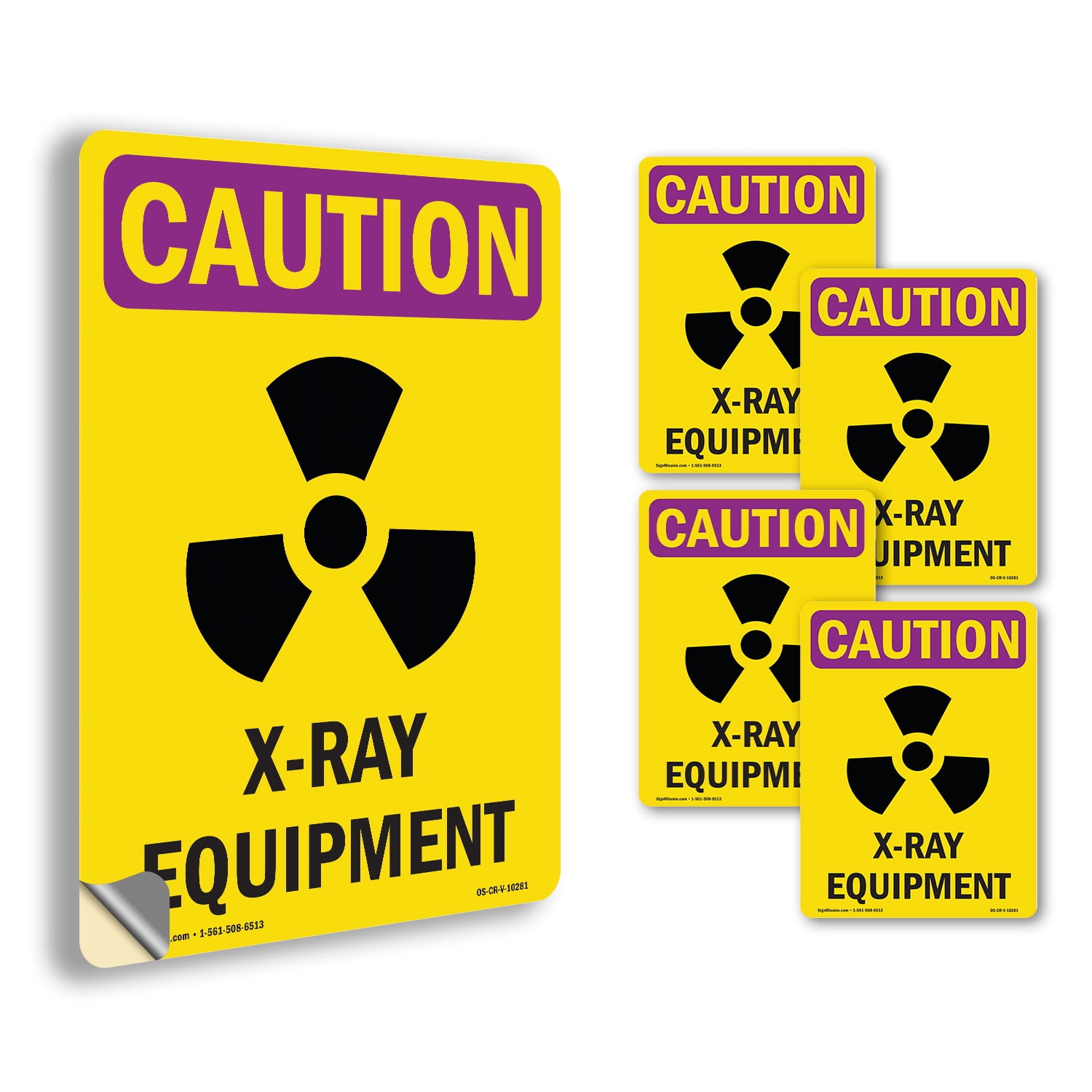X-Ray Equipment With Symbol OSHA Caution Radiation Vinyl Decal Label 7 ...