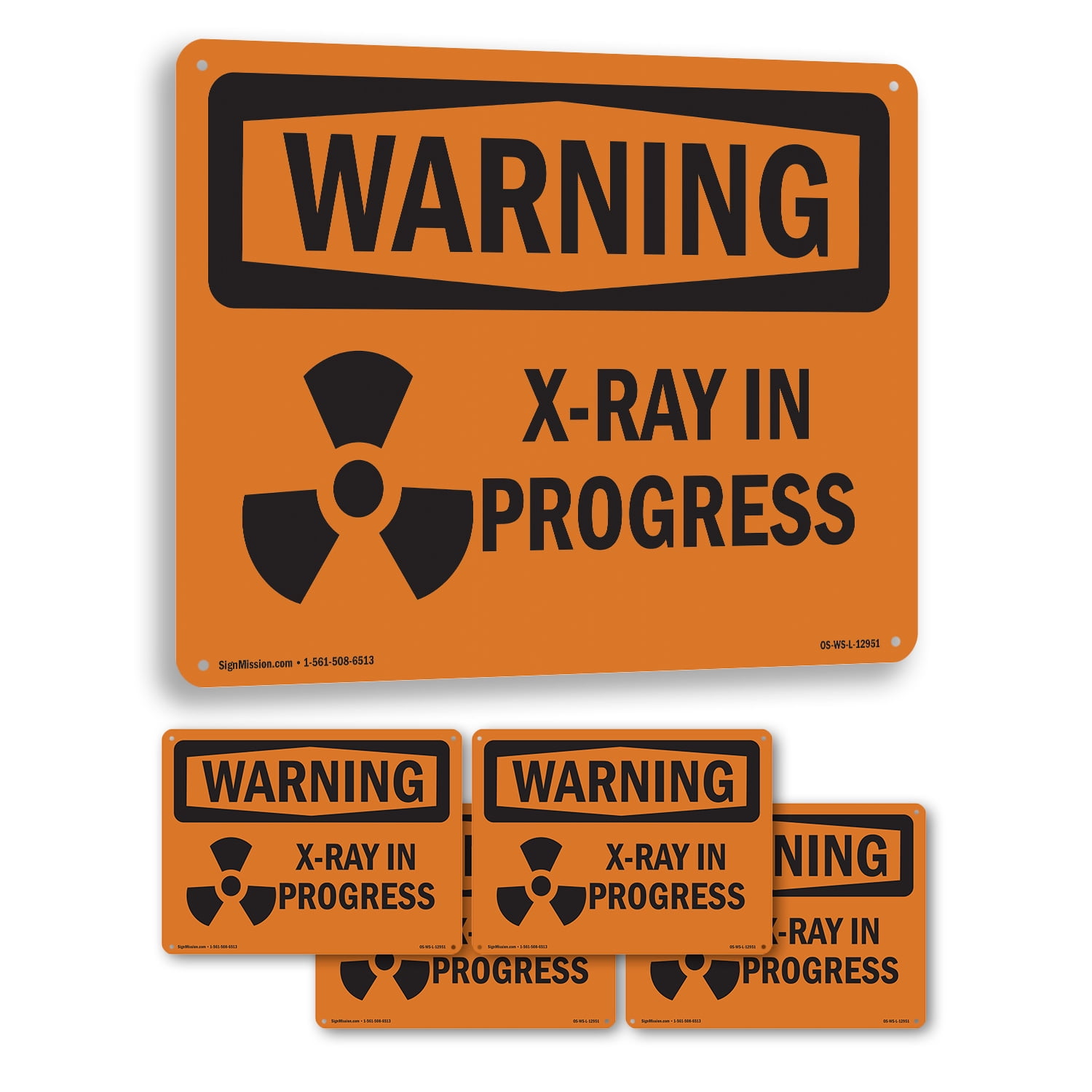 X-Ray In Progress With Symbol OSHA WARNING Rigid Plastic Sign 18 Inch x ...