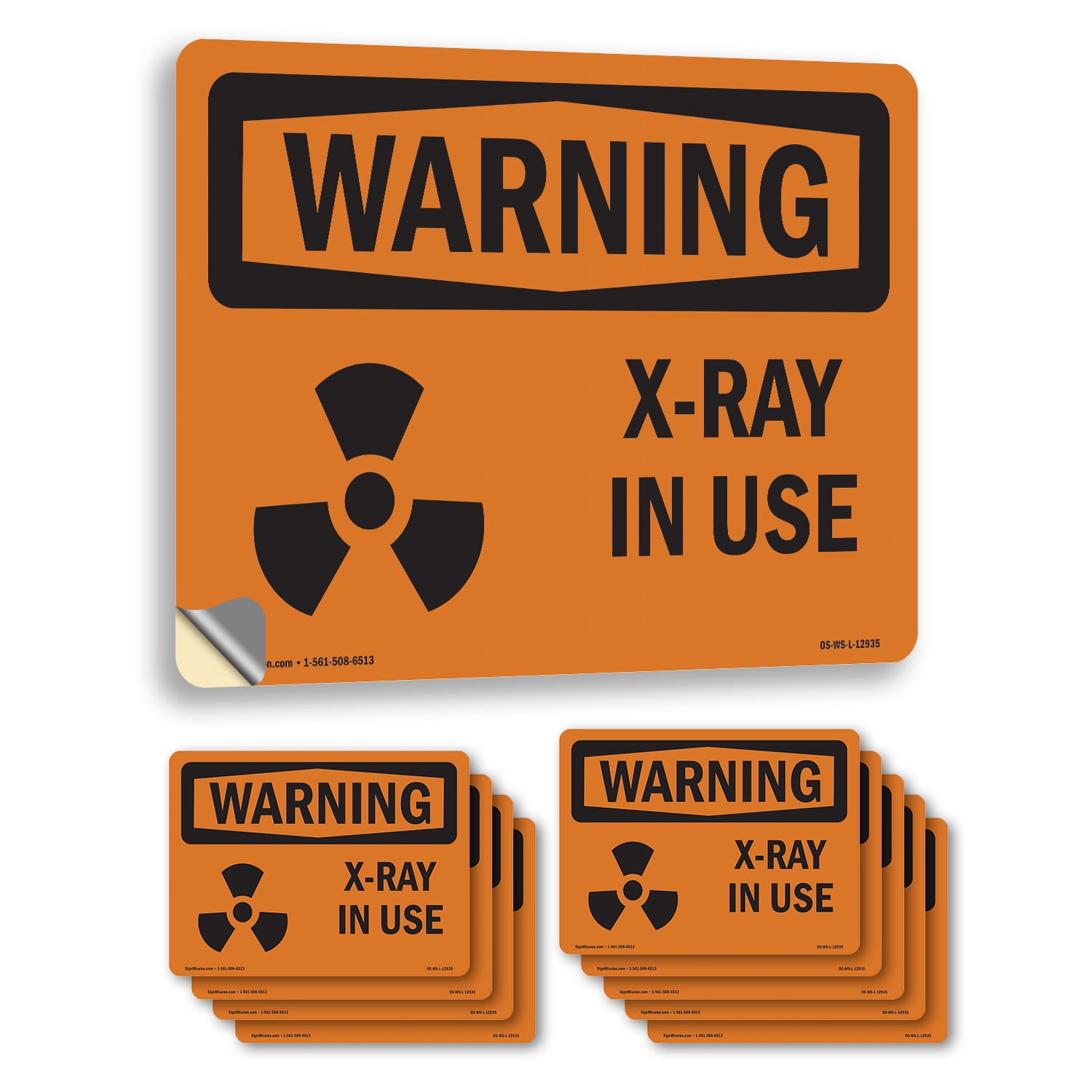 X-Ray In Use OSHA WARNING Vinyl Decal Label 18 Inch x 12 Inch - 10 Pack ...