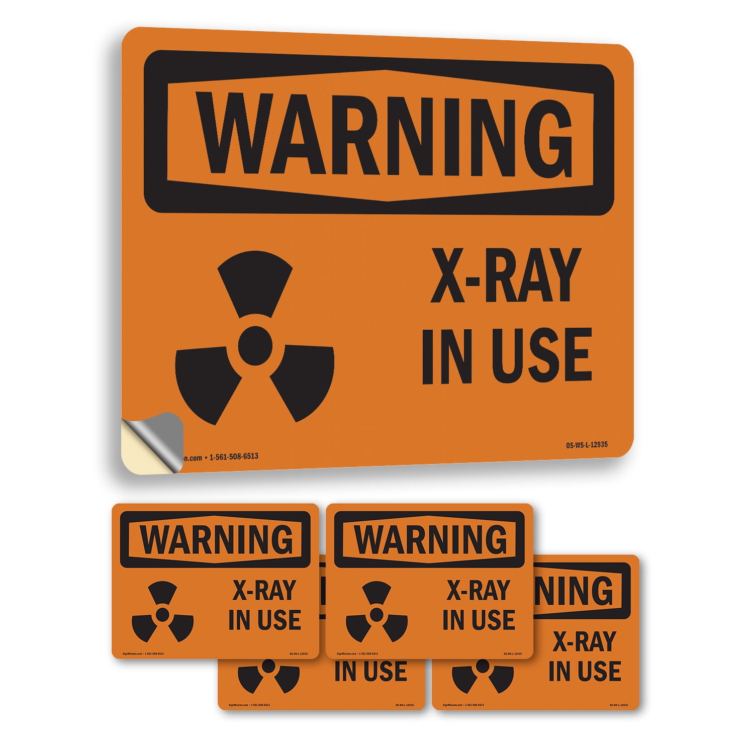 X-Ray In Use OSHA WARNING Vinyl Decal Label 24 Inch x 18 Inch - 5 Pack ...