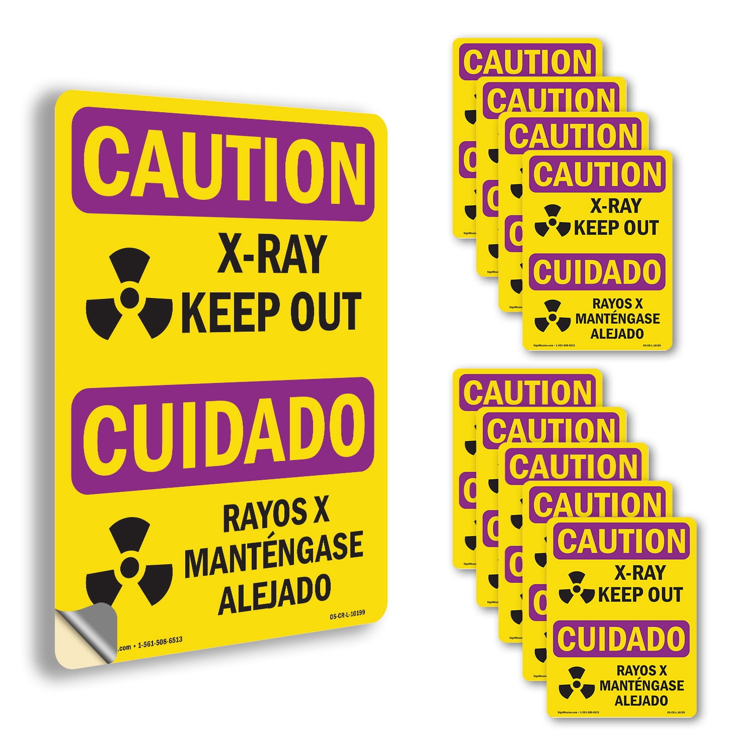 X-Ray Keep Out Bilingual OSHA Caution Radiation Vinyl Decal Label 7 ...