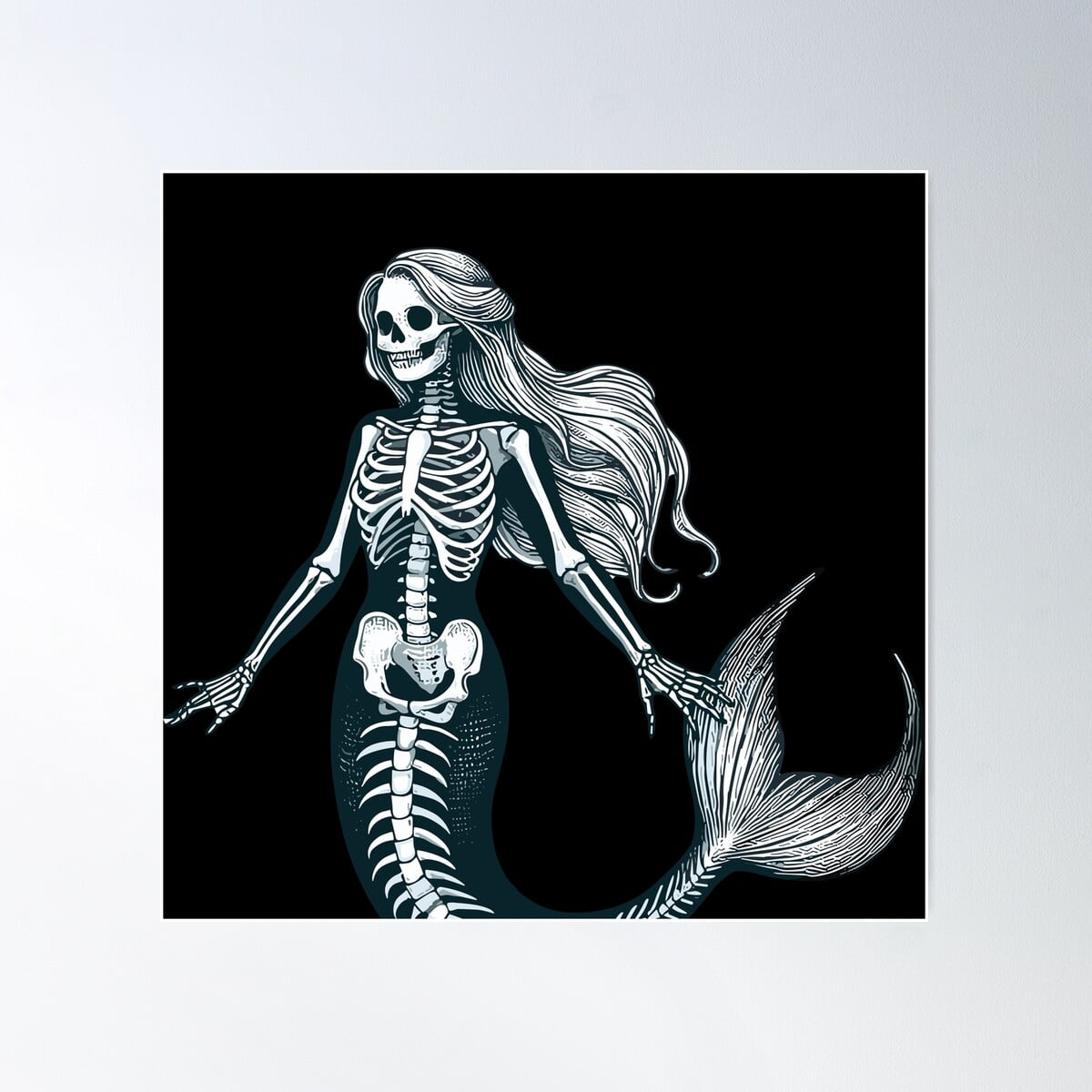 X-Ray Mermaid Body Anatomy Radiography Skeleton Poster Wall Art, Modern ...