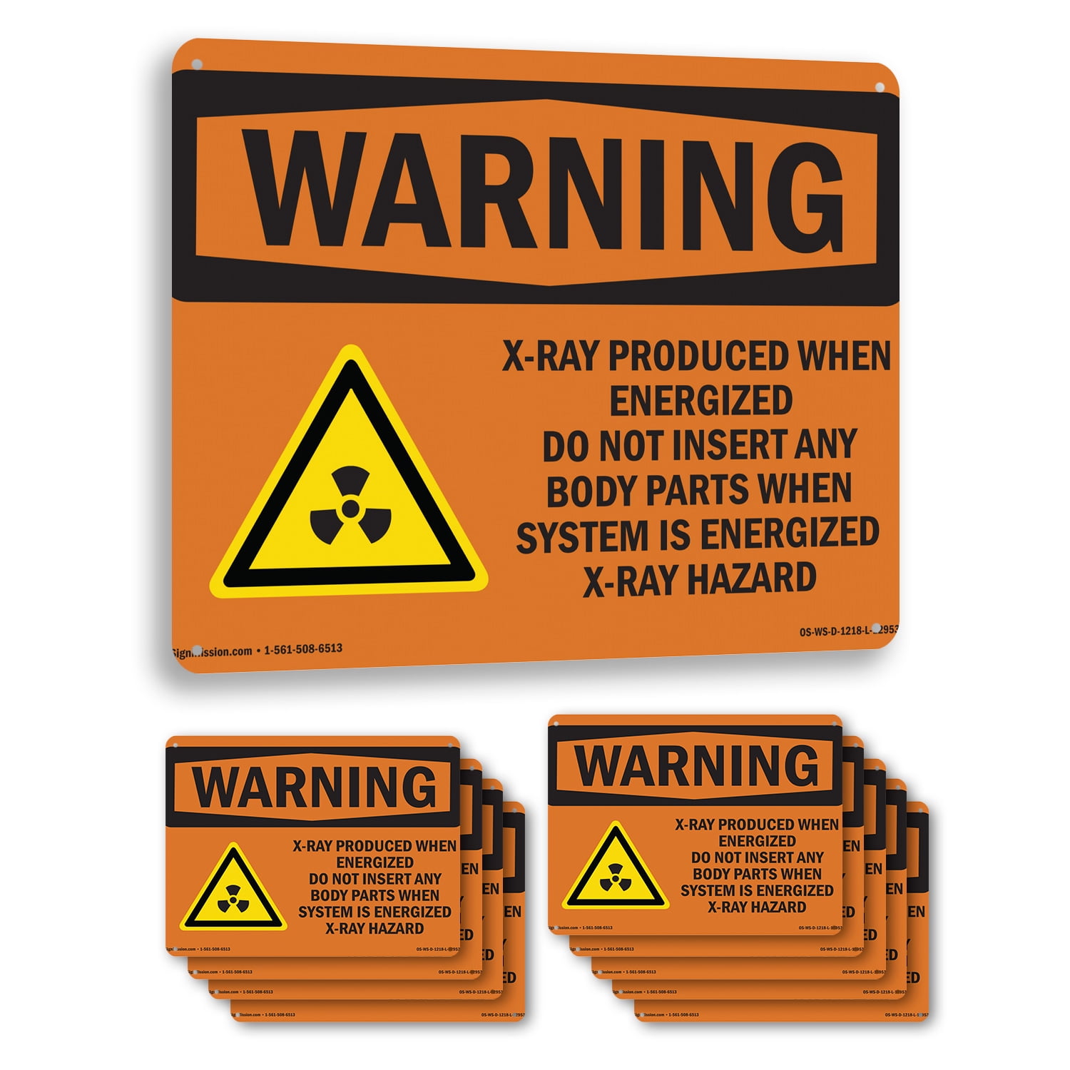 X-Ray Produce When Energized With Symbol OSHA WARNING Rigid Plastic ...