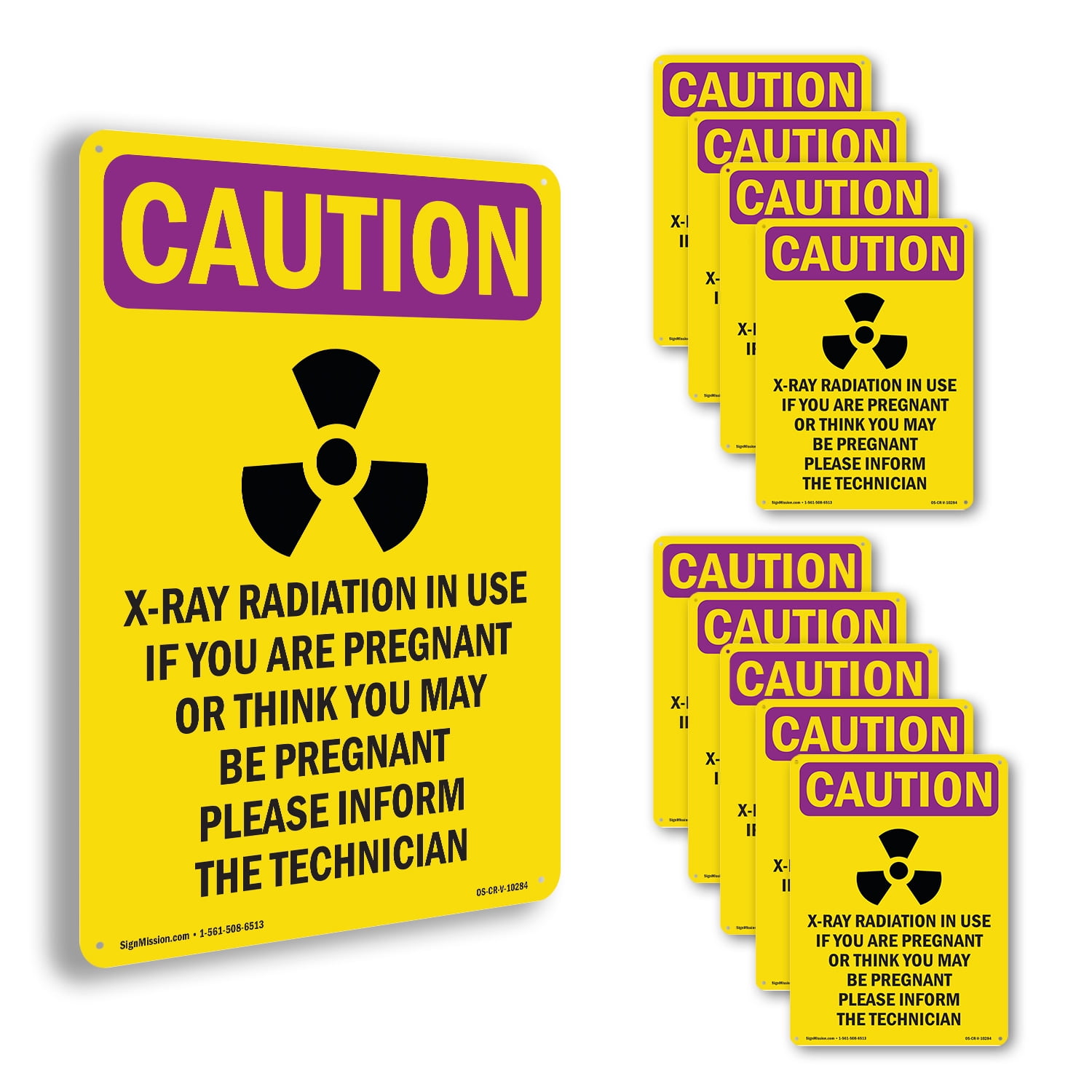 X-Ray Radiation In With Symbol OSHA Caution Radiation Aluminum Sign 24 ...