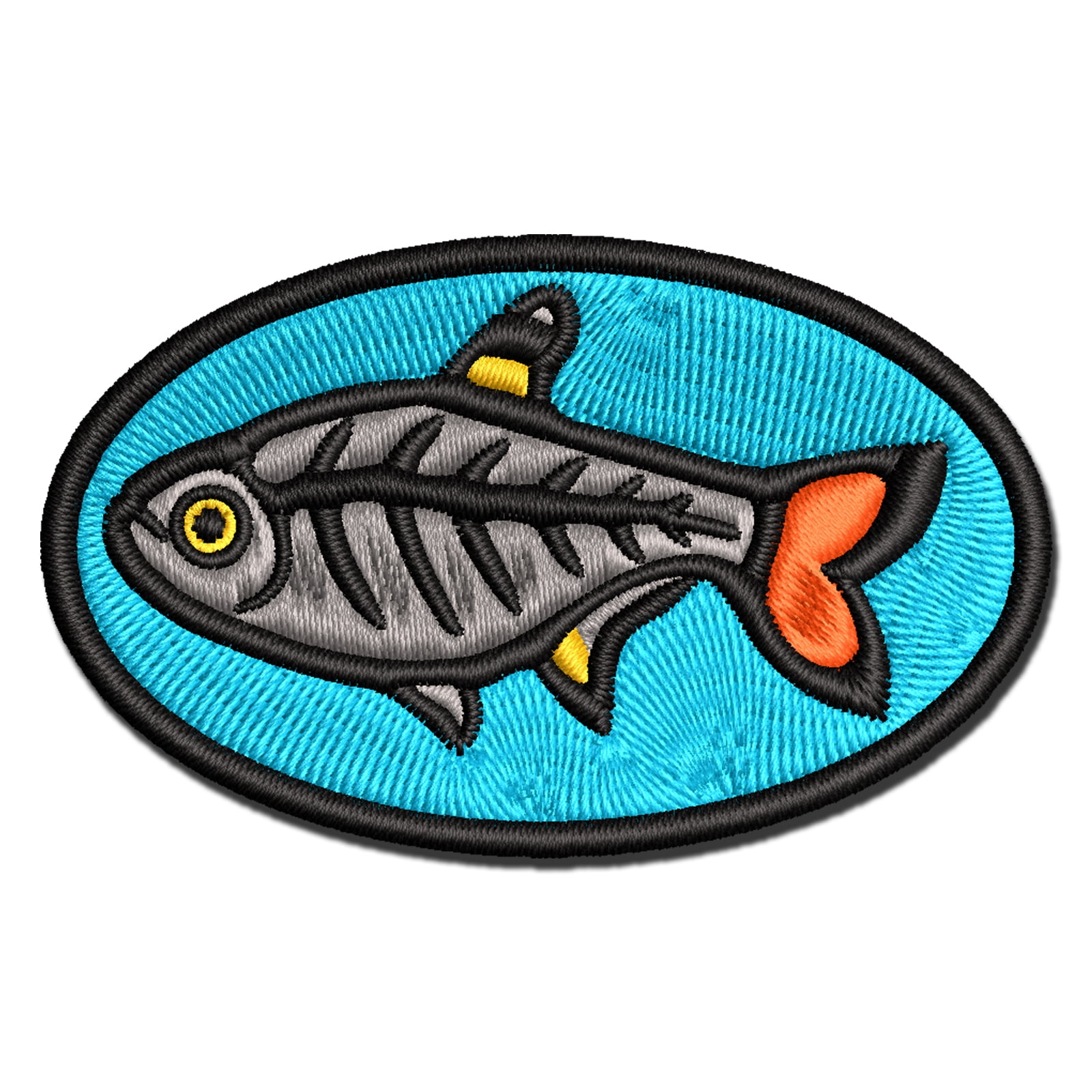 X-Ray Tetra Skeleton Fish Applique Multi-Color Embroidered Iron-On ...