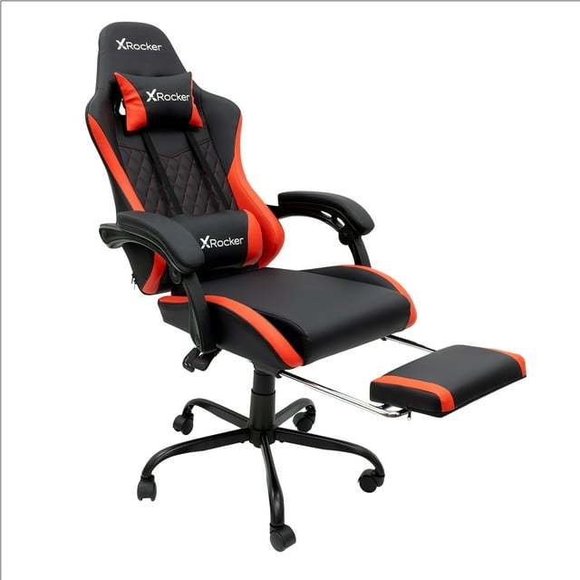 X Rocker Apex PC Gaming Chair with Massage Function and Footrest, Red ...