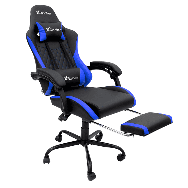 X Rocker Apex PC Gaming Chair with Massage Function and Footrest, Blue ...