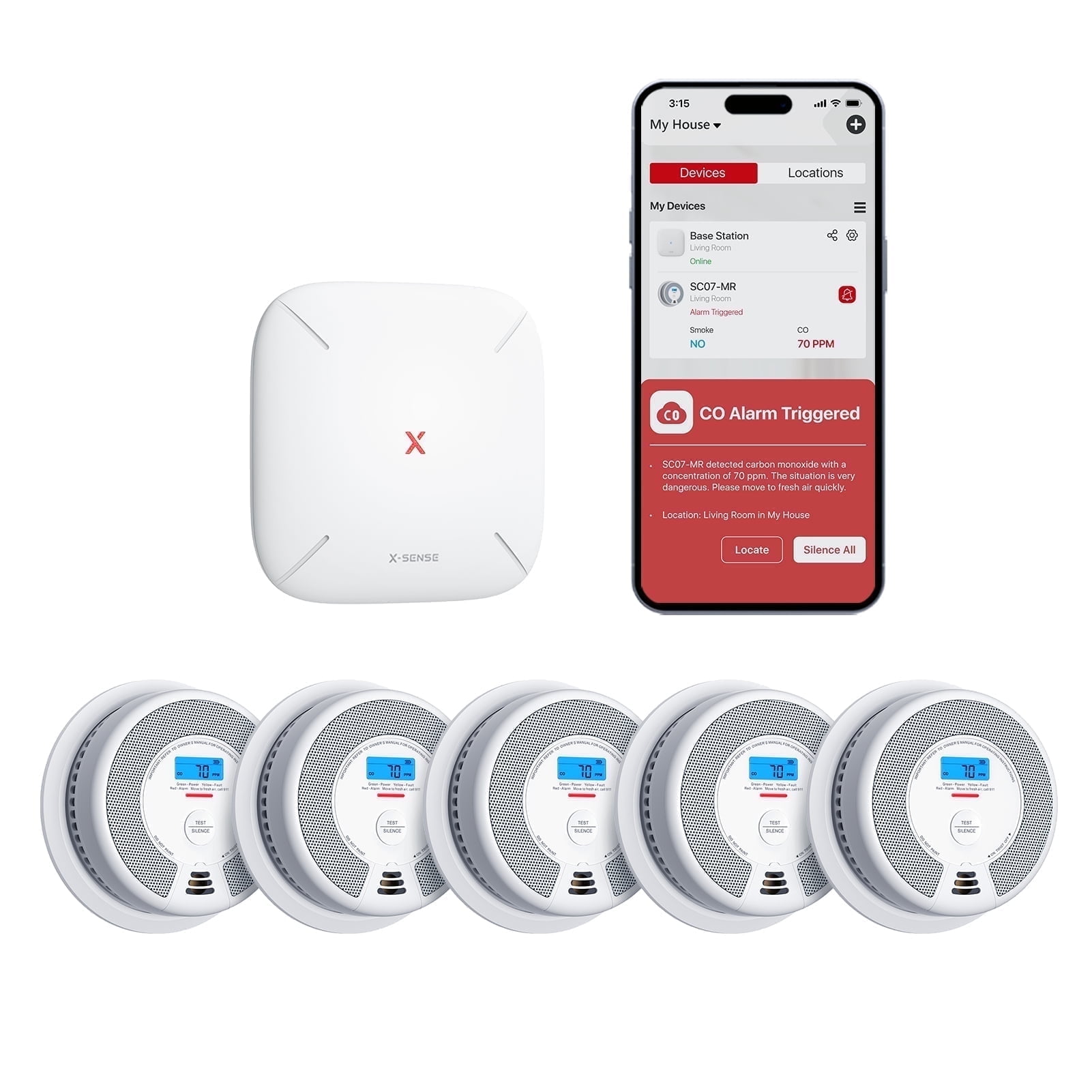 X-Sense Smart Smoke Detector Carbon Monoxide Detector Combo SC07-MR ...