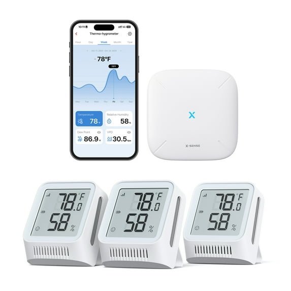 X-Sense Wi-Fi Hygrometer Indoor Humidity, Smart Hygrometer Thermometer ...