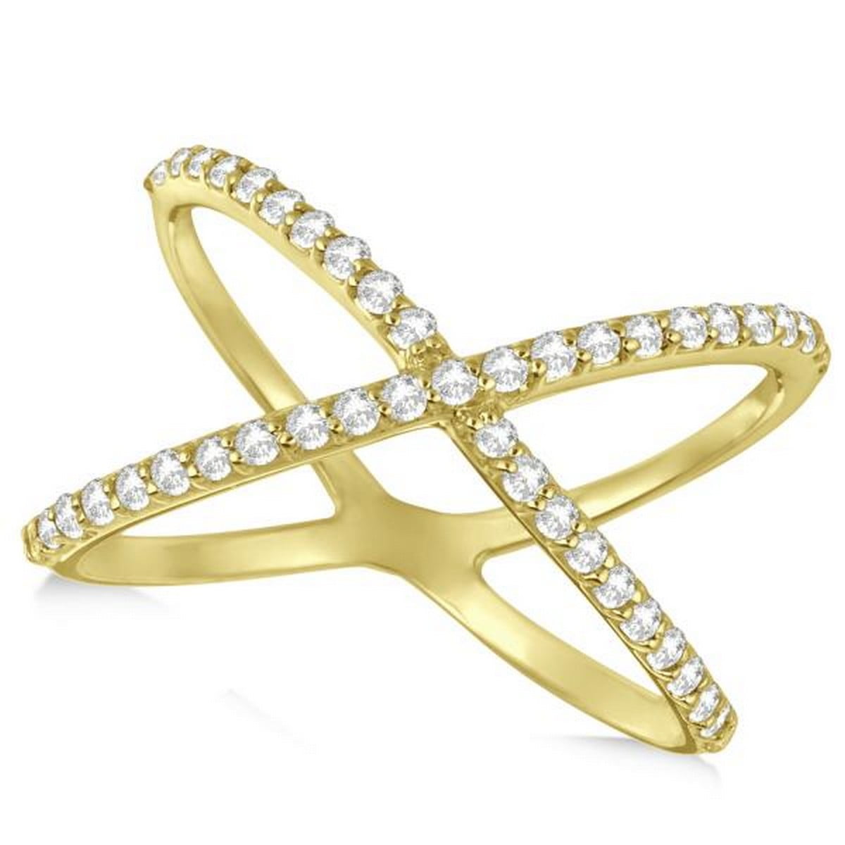 X Shaped Diamond RIng 14k Yellow Gold 0.50ct - Walmart.com