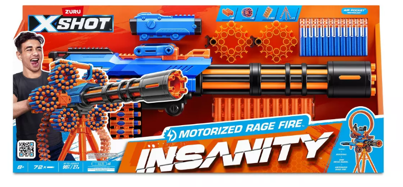 X-SHOT Insanity Motorized Rage Fire Gatlin Blaster with 40-Dart ...