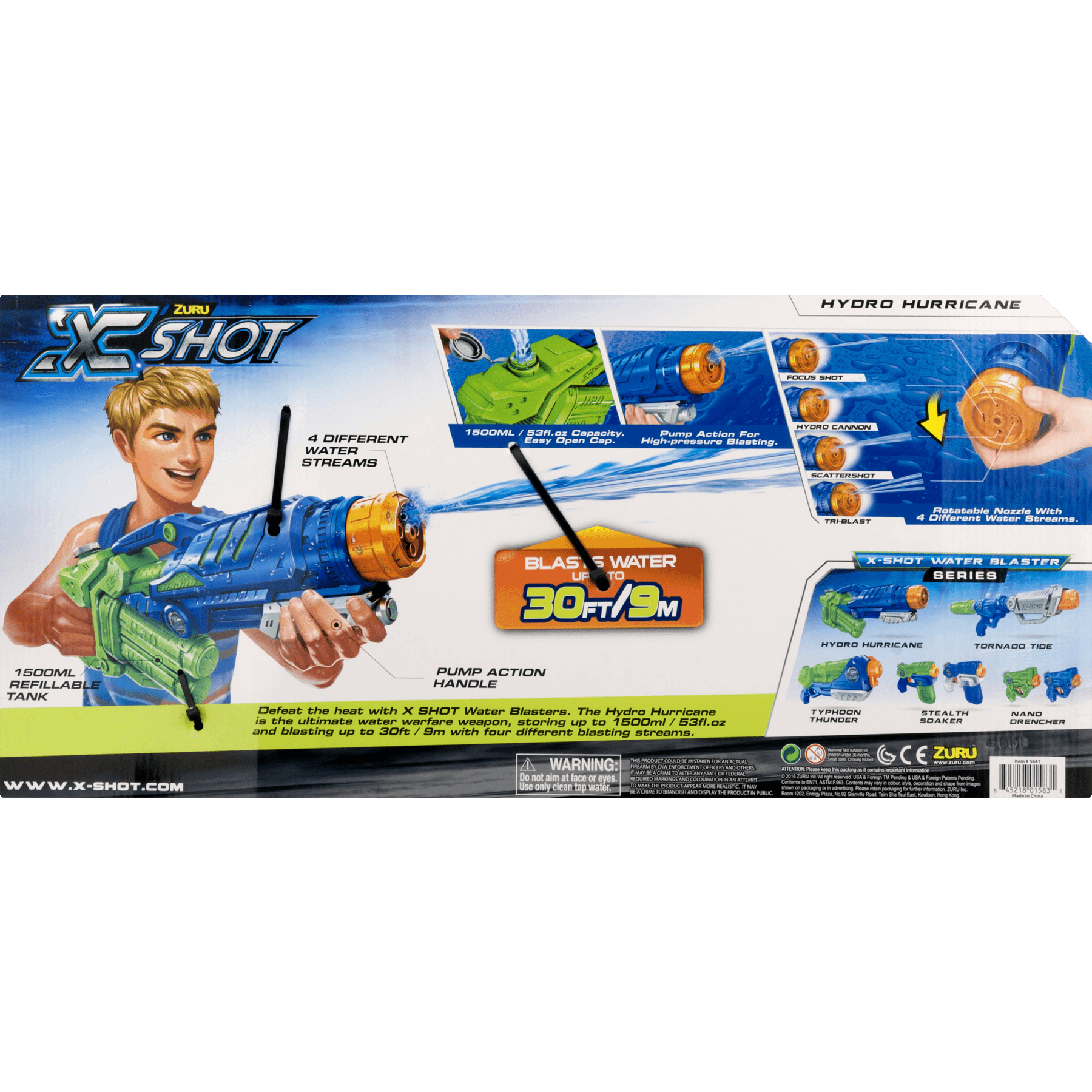 XSHOT Hydro Hurricane Water Blaster, 53 fl oz Tank, Blasts Up to 30 ...