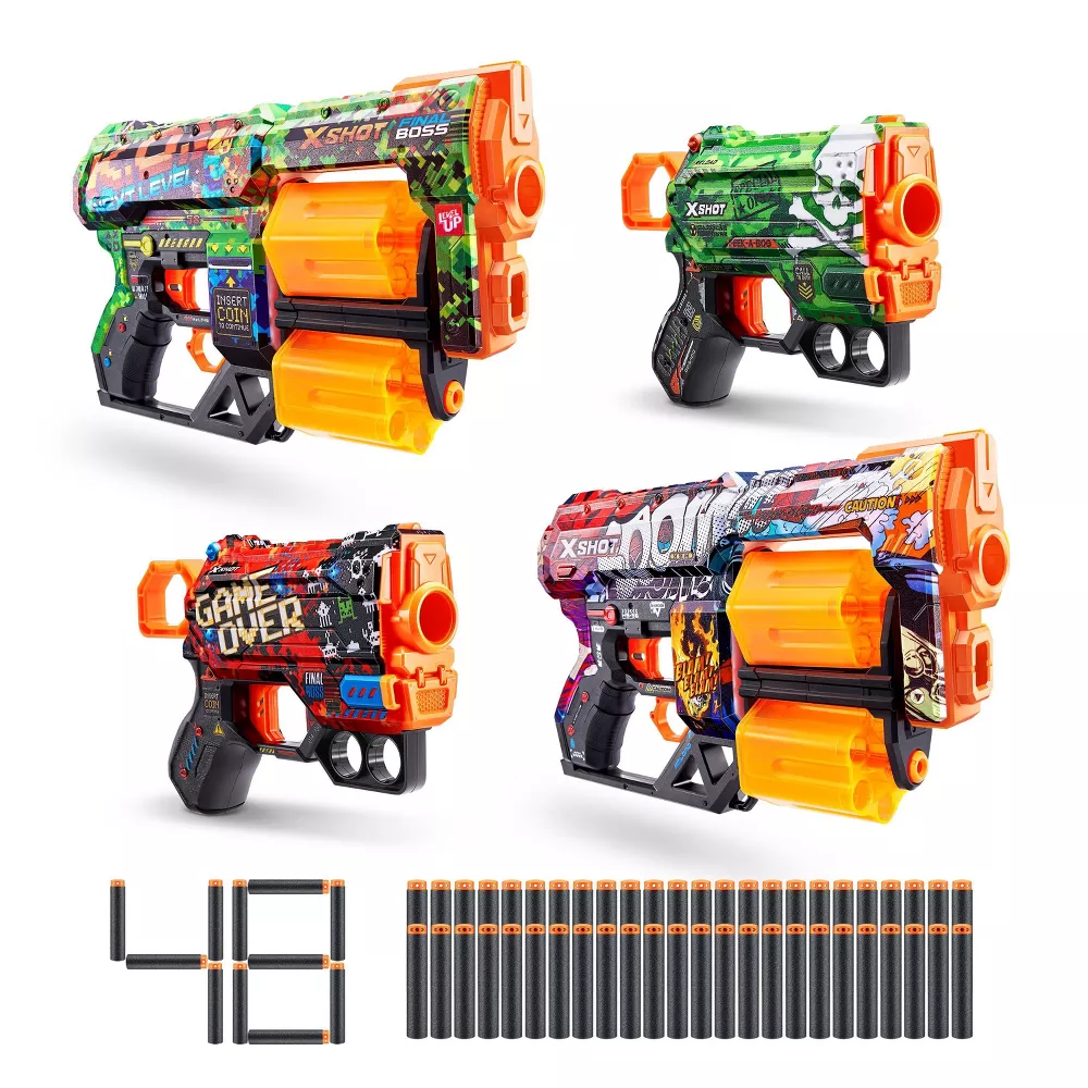 X-Shot SKINS Double Dread Double Menace Dart Blaster Combo Pack by ZURU ...