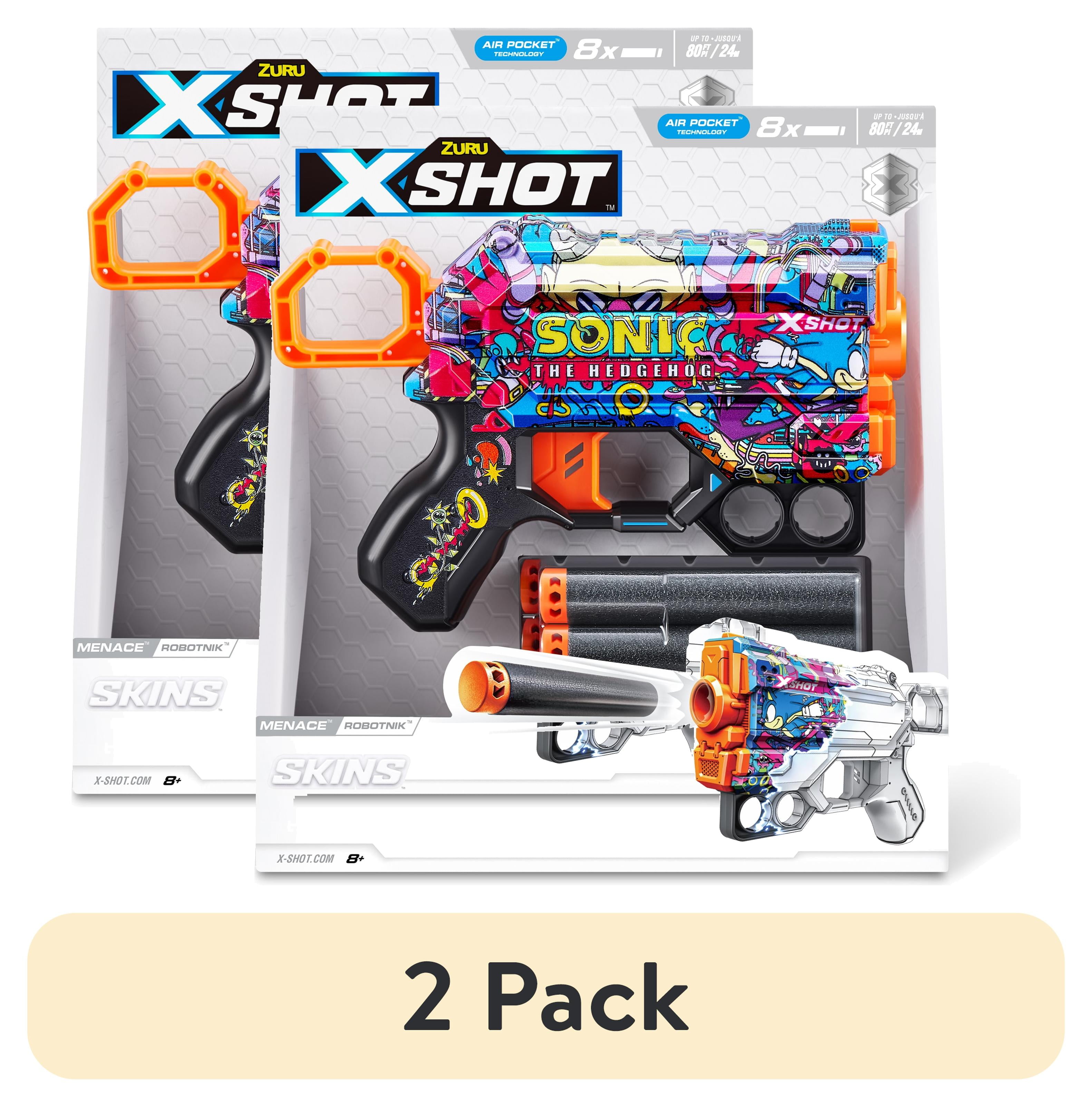 (2 pack) XSHOT Skins Menace Blaster - Robotink Sonic Skin (8 Darts) by ...