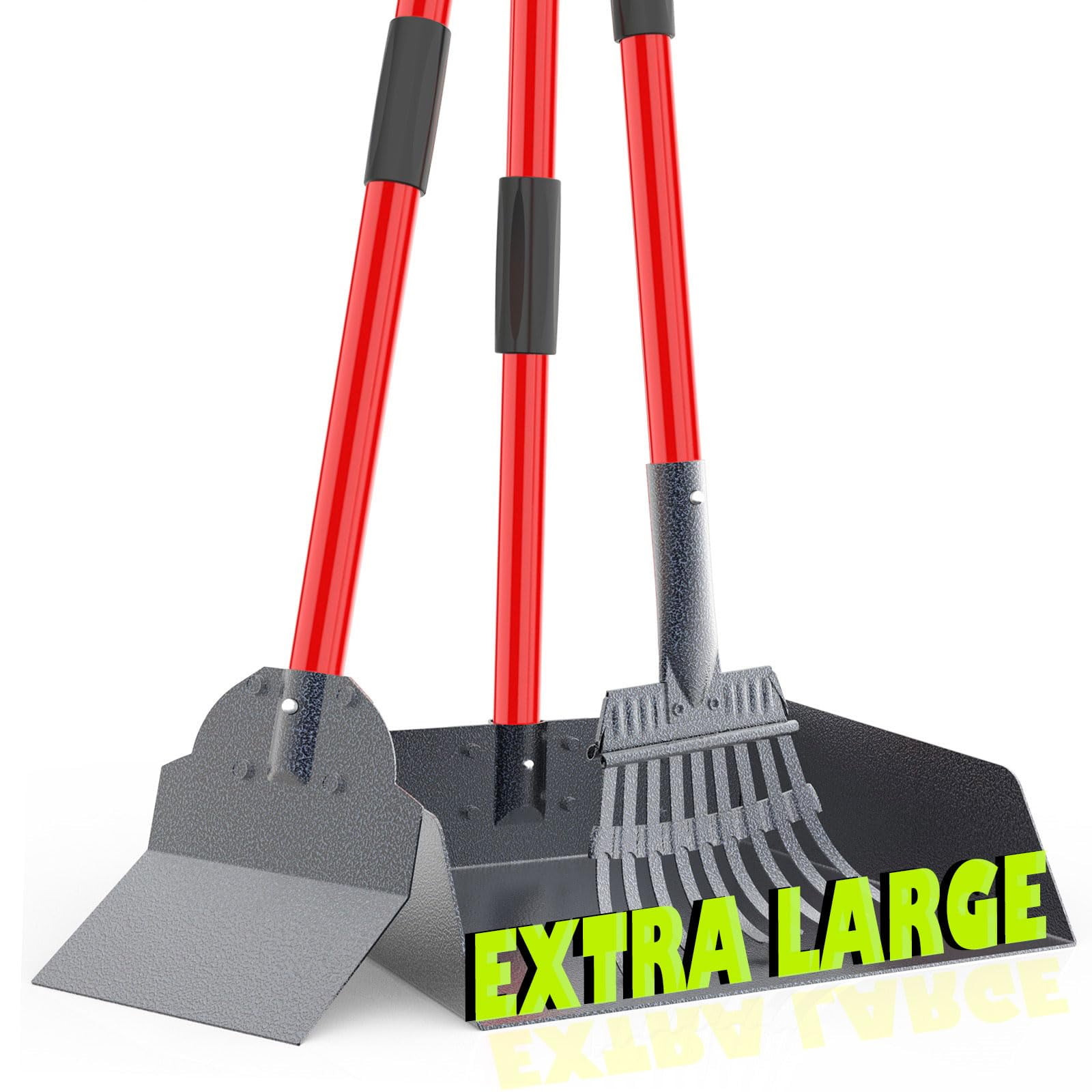 X-TECOKIT Larger Pooper Scooper - Durable & Sturdy Rake, Spade, Tray ...