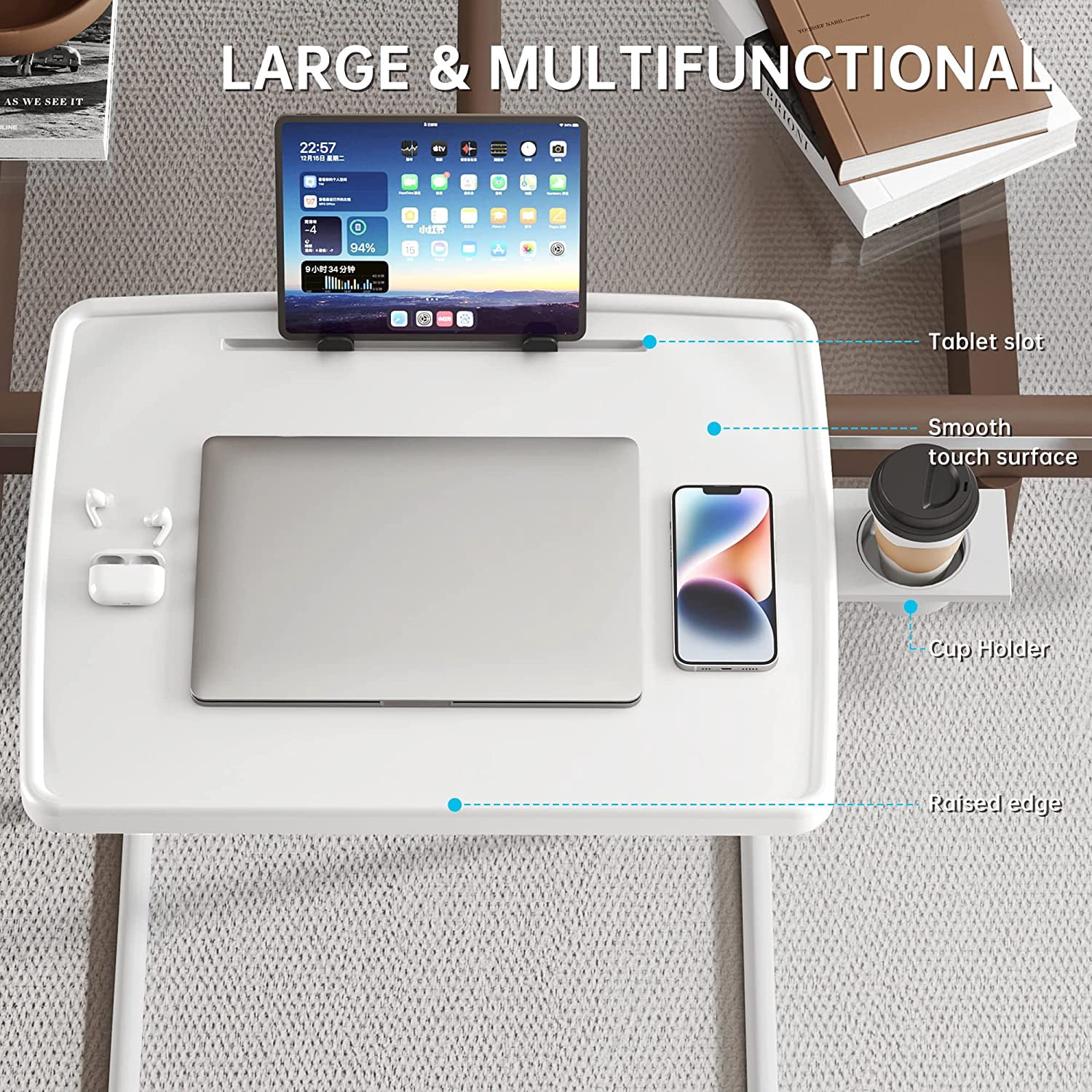 X TV Tray Table, TV Dinner Tray for Eating, Large Adjustable Folding ...
