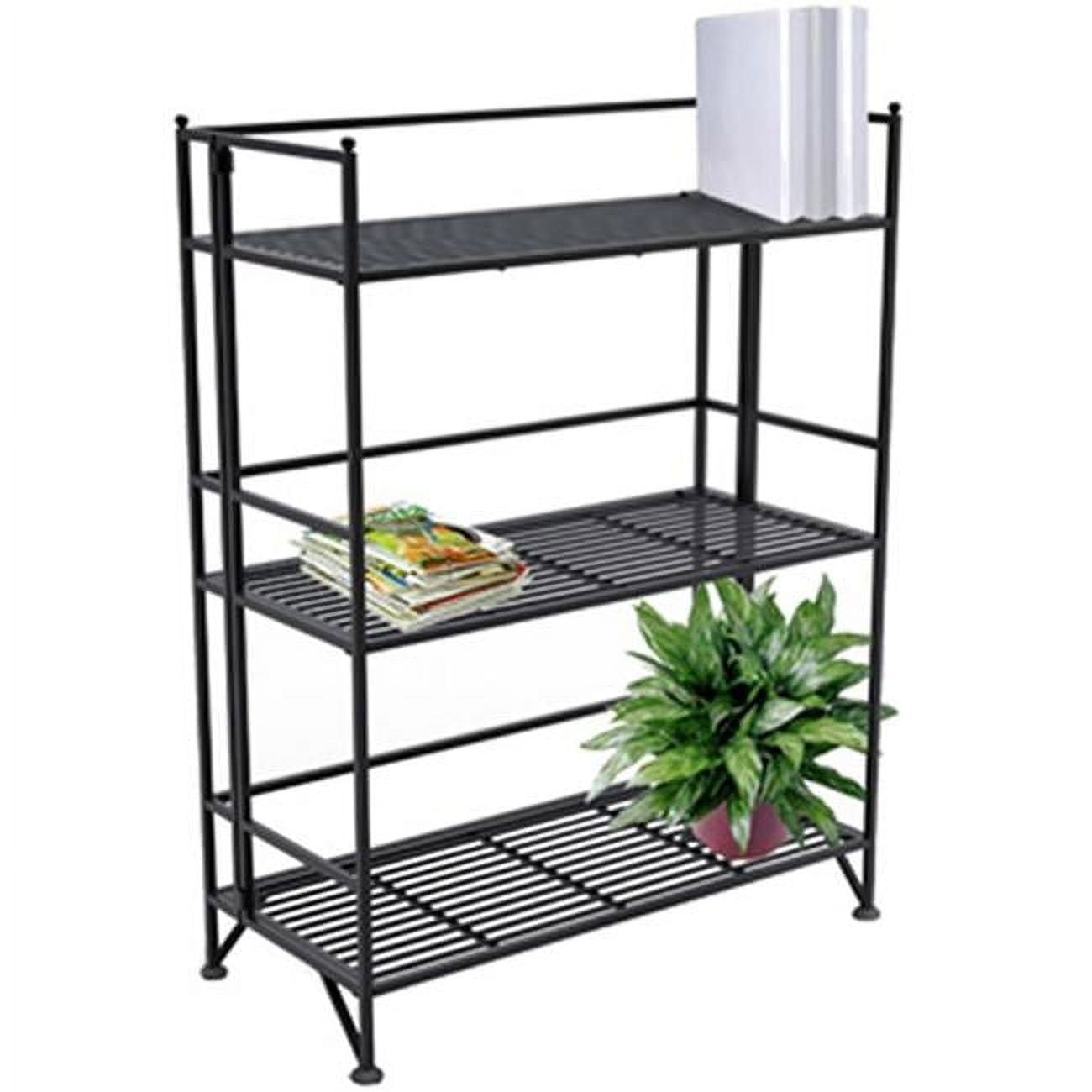 X-Tra Storage 3 Tier Wide Black Folding Metal Shelf by - Walmart.com