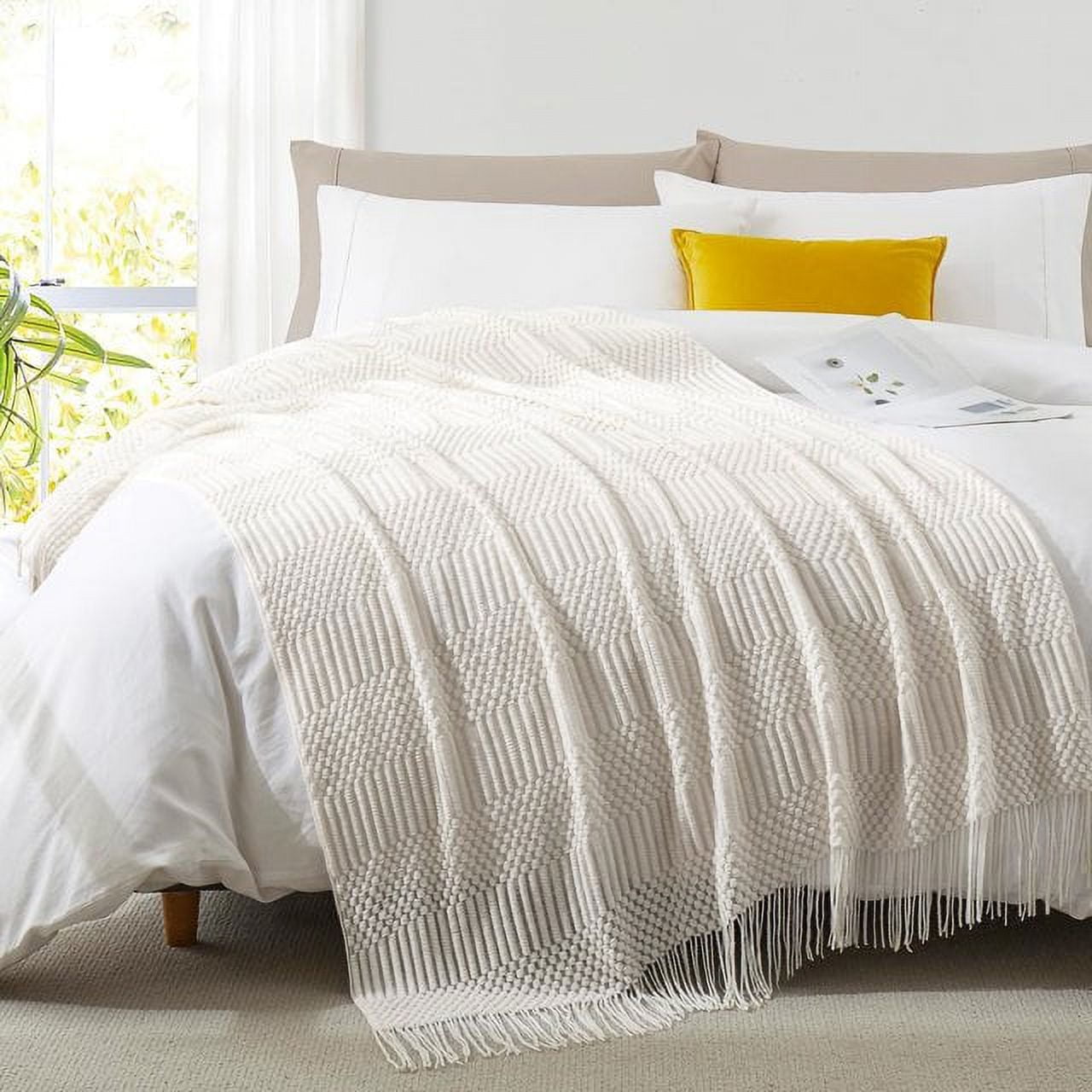 Cozy Comfort XBEN Knitted Throw Blanket with Tassels for Couch, Bed ...