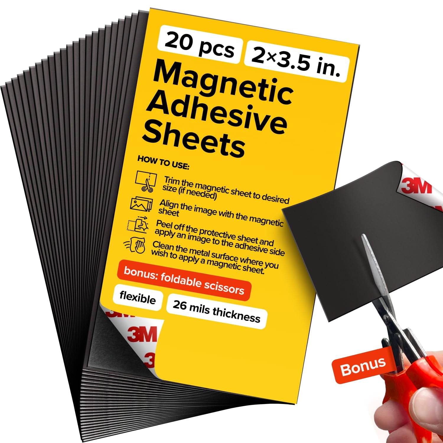 X-bet MAGNET DIY Craft Magnetic Sheets with Adhesive Backing - 2x3.5 20 ...