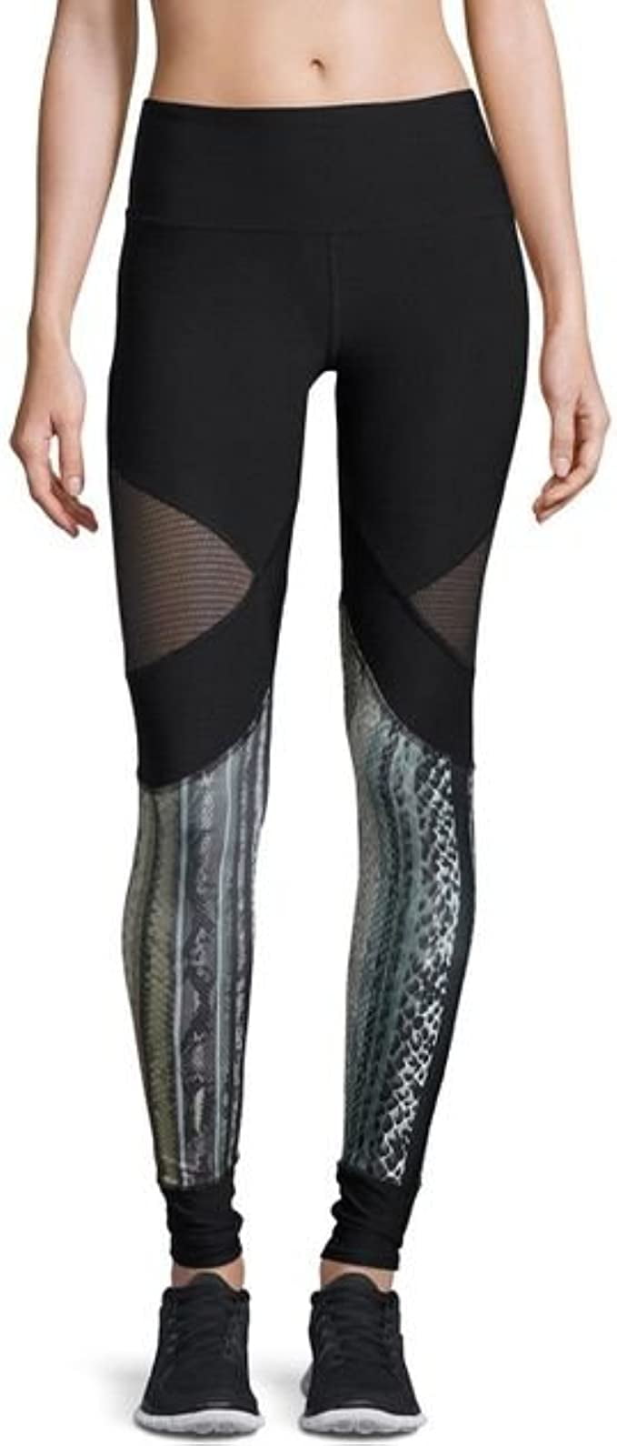 X by Gottex Black Mesh-Inset Paneled Performance Leggings, Large ...