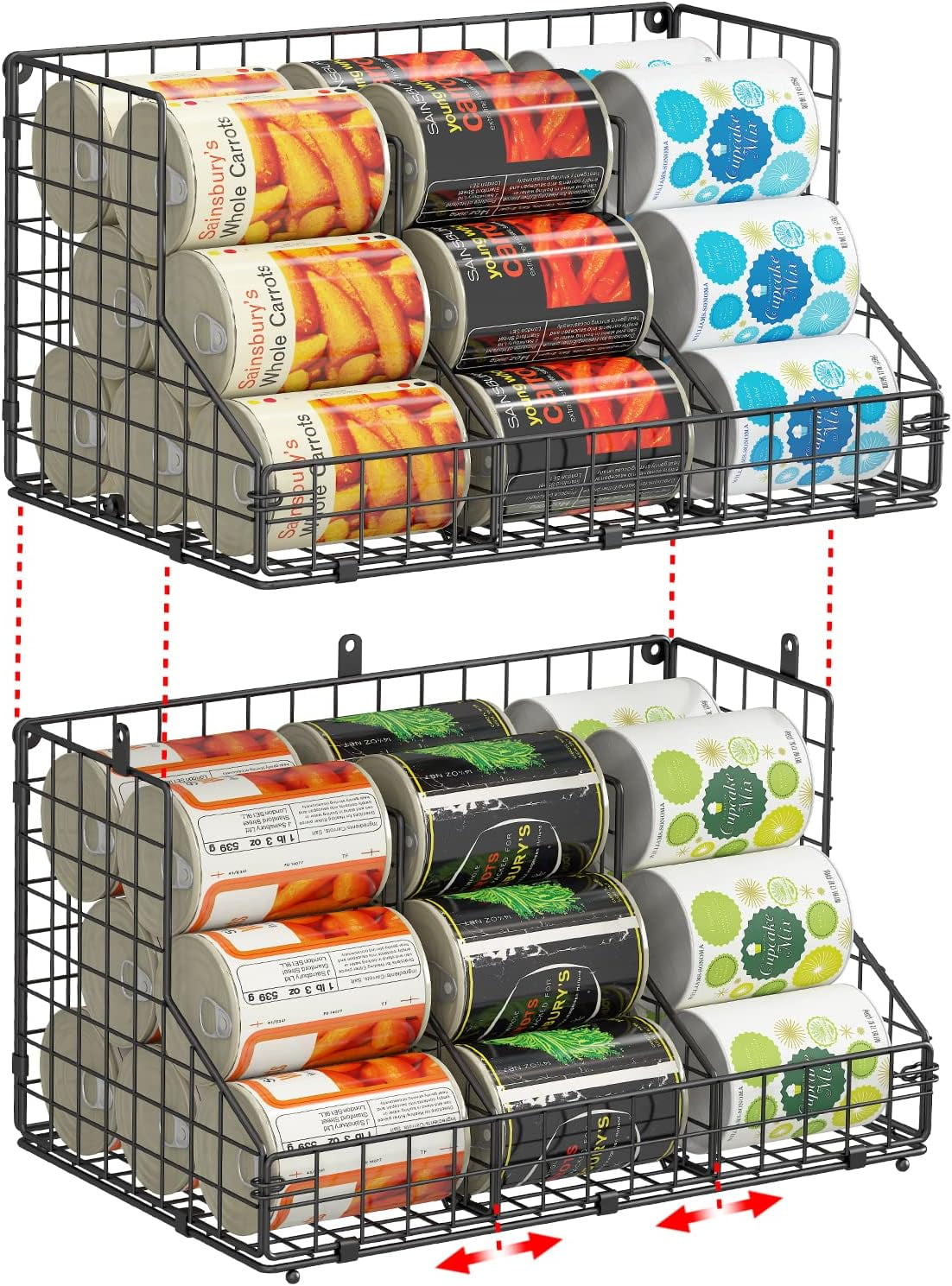 X-cosrack 2-Tier Stackable Can Rack Organizer, Food Storage Shelf for ...