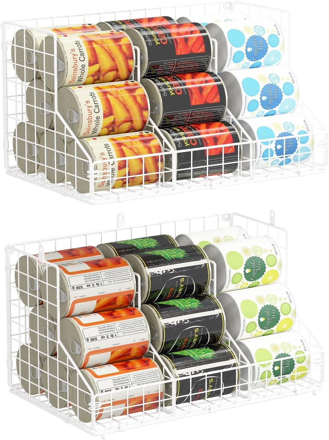 X-cosrack Heavy Duty 2 Tier Stackable Can Rack Organizer, Food Storage ...