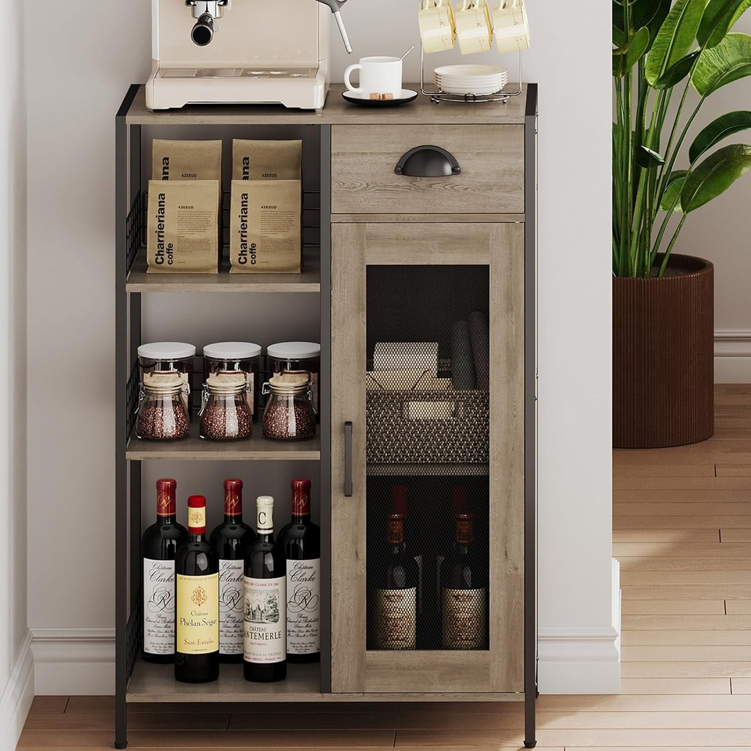 X-cosrack 3 Tier Coffee Bar Table with Storage Drawer, 35.8" H ...
