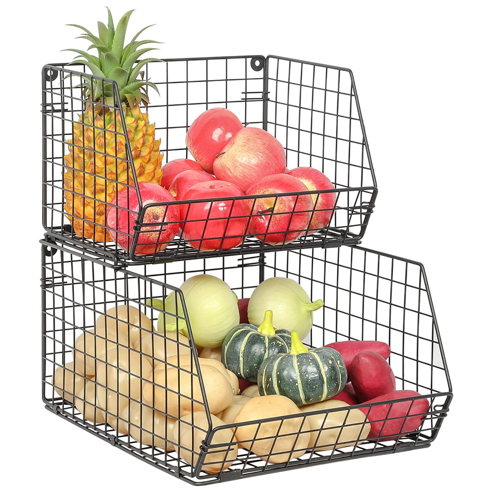 X-cosrack 2 Tier Stackable Wire Basket-Kitchen Counter, Pantry ...
