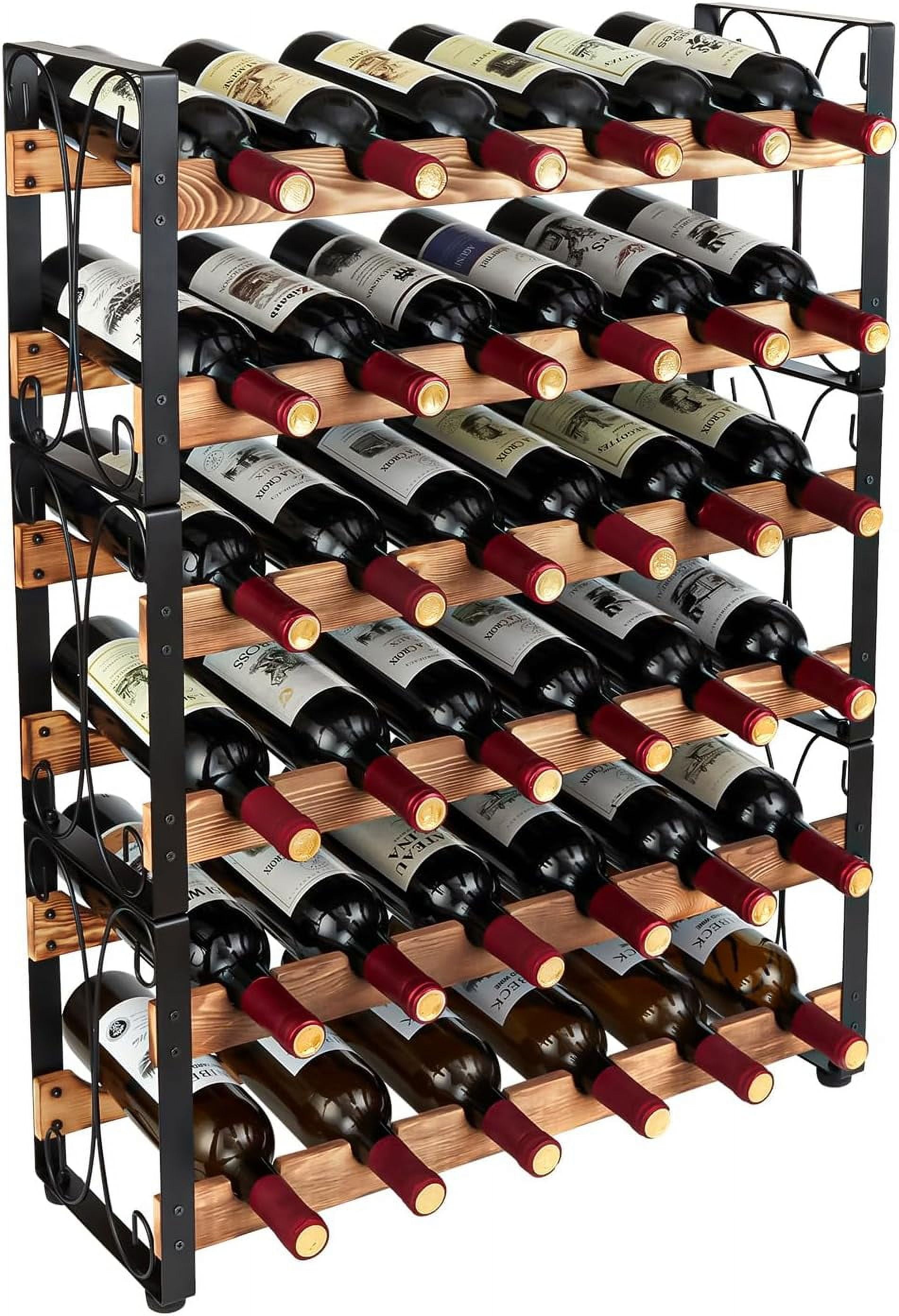 X-cosrack 36 Bottle Rustic Stackable Wine Rack Storage Stand Display ...