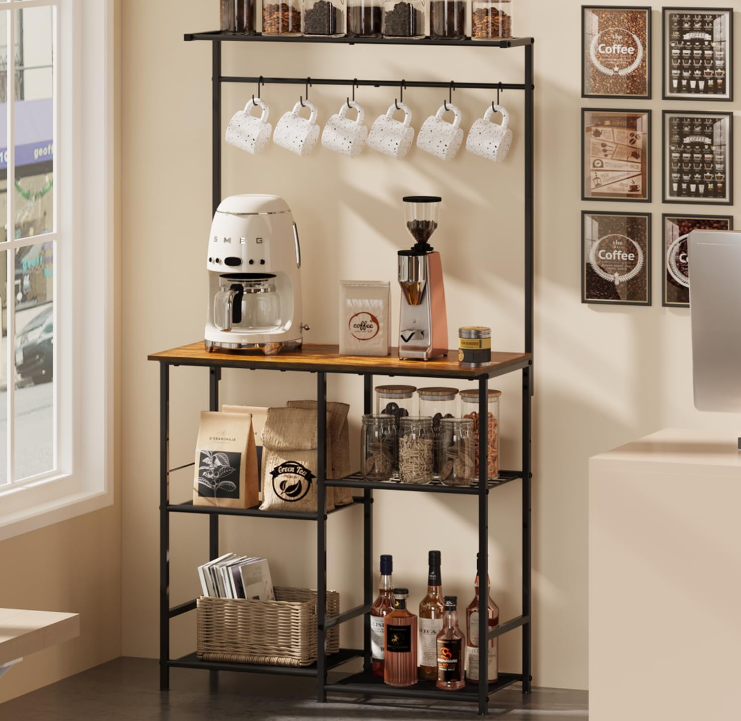 X-cosrack 60" Tall Bakers Racks for Kitchens, Microwave Stand, 4-Tiers ...