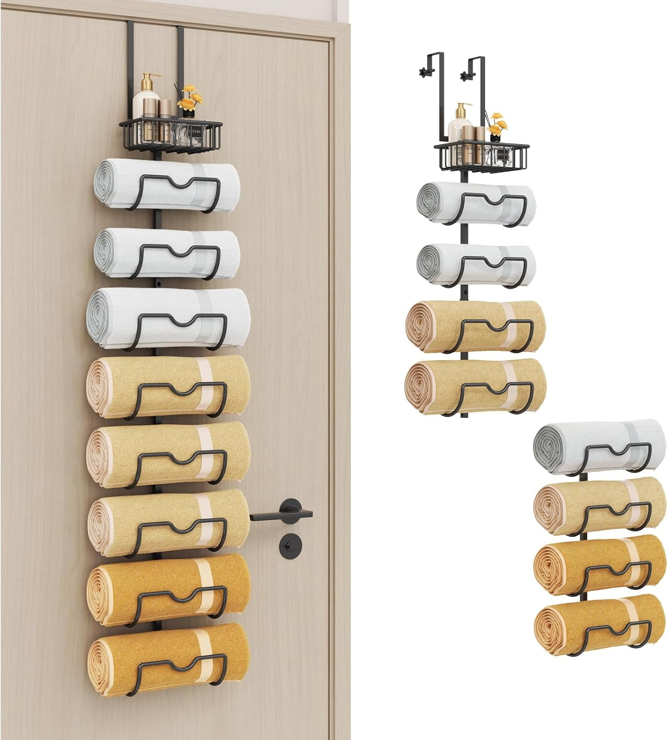 X-cosrack 9-Tier Over The Door Towel Rack for Bathroom Adjustable Door ...