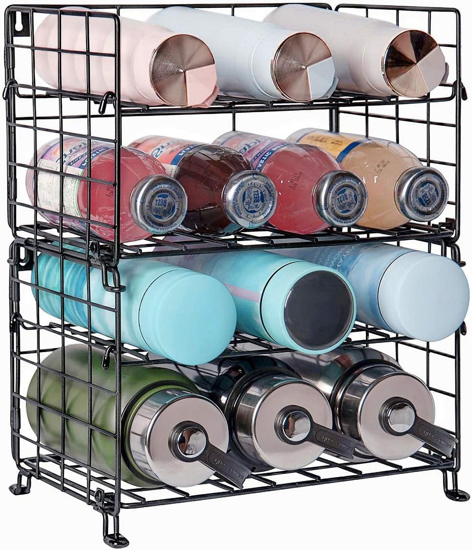 X-cosrack Adjustable Water Bottle Organizer,4-Tier Wall-Mounted Water ...