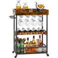 x-Cosrack 3 Tier Home Bar Cart with Wine Rack and Glasses Holder ...