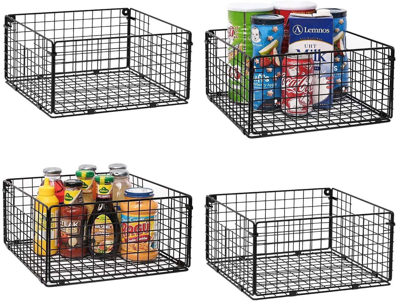X-cosrack Foldable Wire Baskets for Kitchen, Large Stackable Metal ...