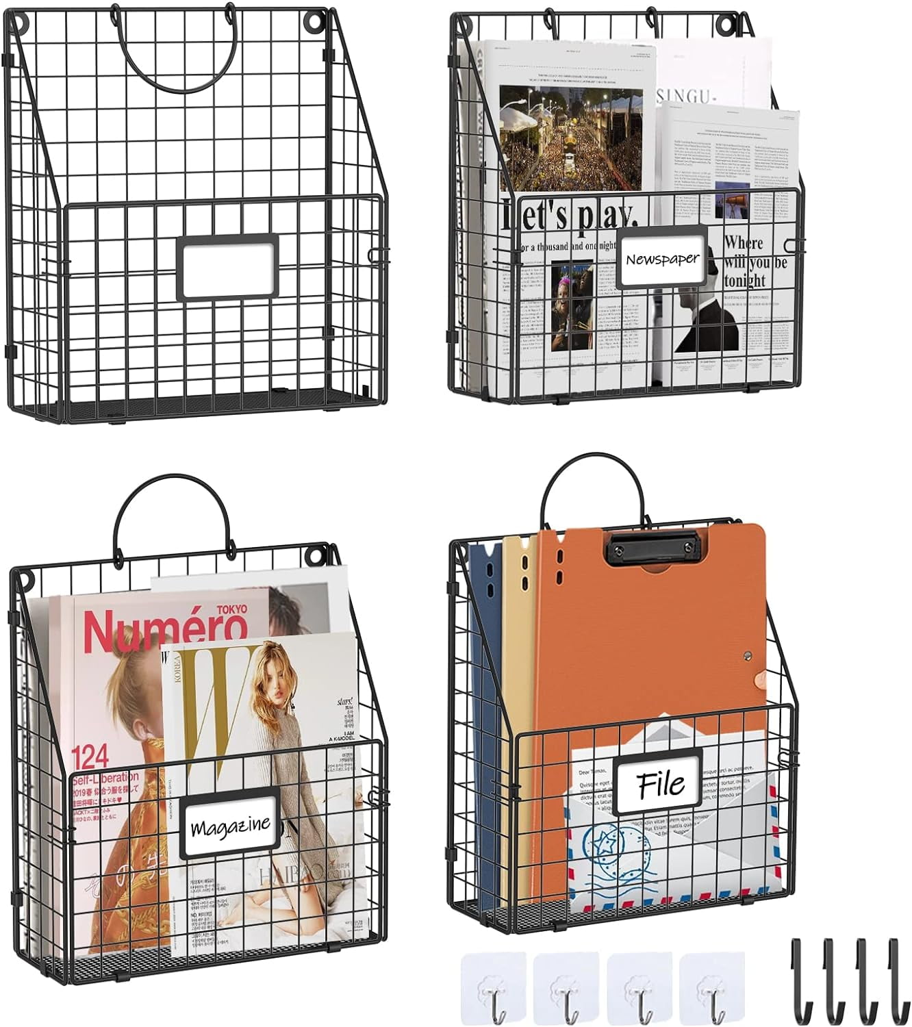 X-cosrack Wall Organizer for Office, Metal Hanging Wall File Organizer ...