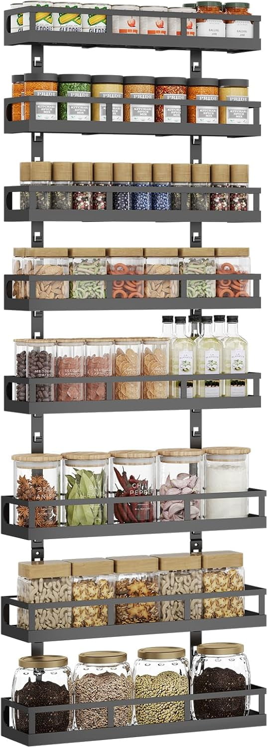 X-cosrack Wall Mount Spice Rack Organizer 5 Tier Height-Adjustable ...