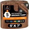 Xpose Safety, Multipurpose Brown Poly Tarp 5' x 7', 5 Mil Thick, Water ...