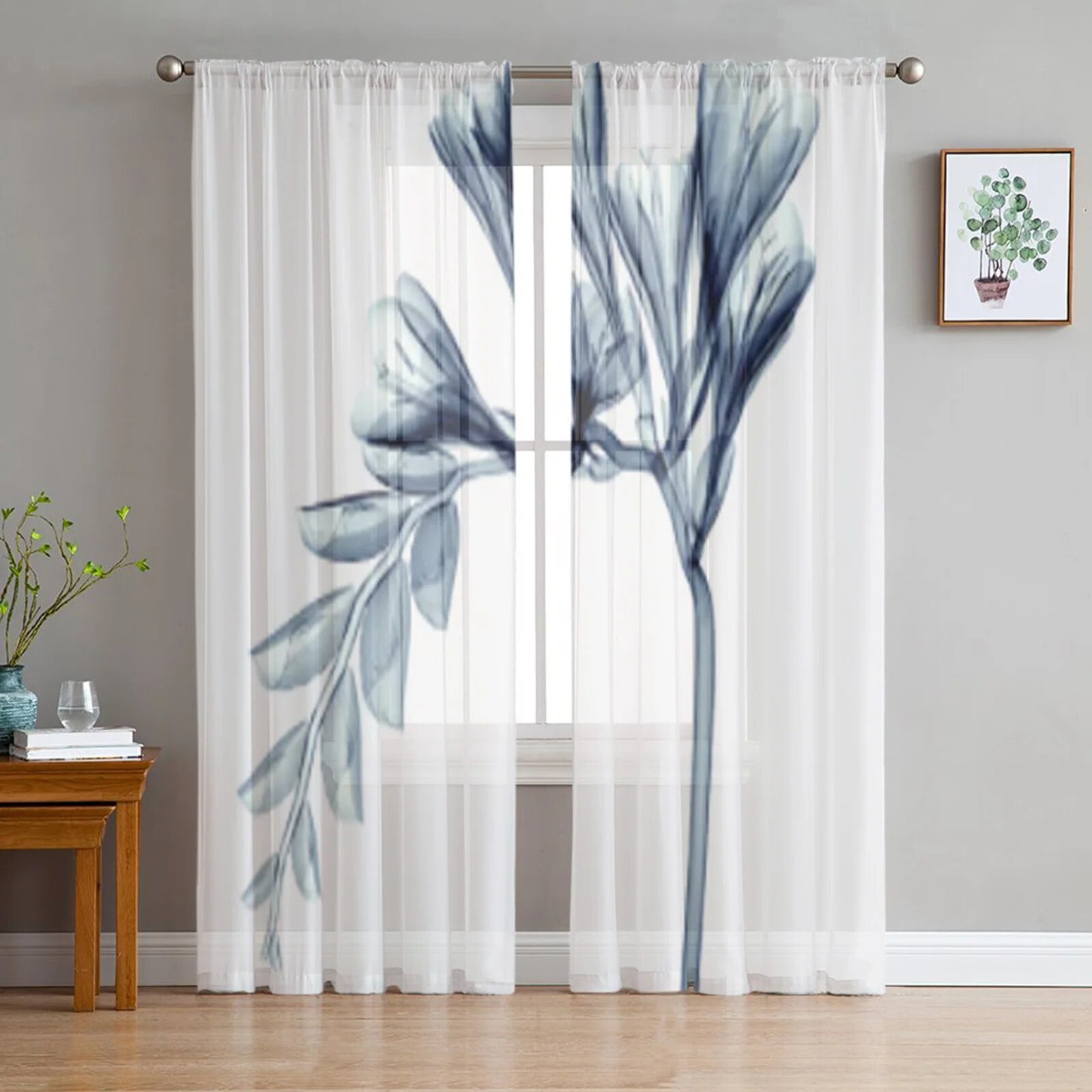 X-ray Image of A Flower White Freesia 3d Sheer Curtains for Living Room ...