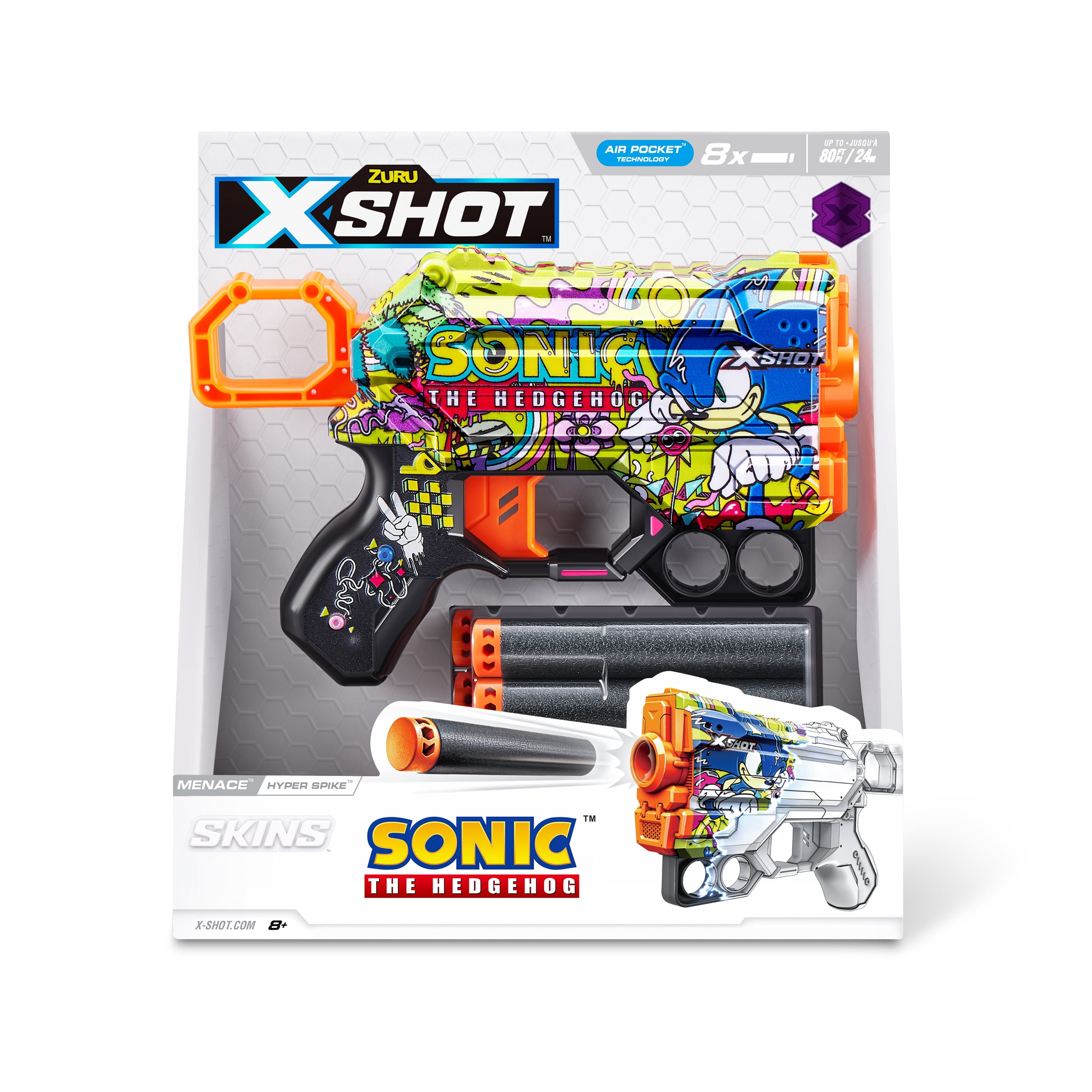 X-shot Skins Menace Hyper Spike Sonic Foam Dart Blaster for Ages 3-99 ...