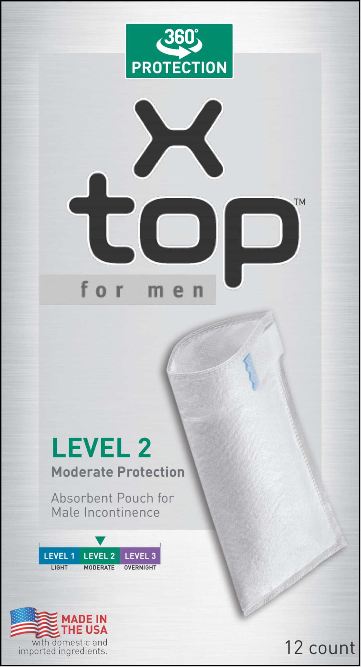X-top for men Level 2 Medium Protection Male Incontinence Pouch 12 ...
