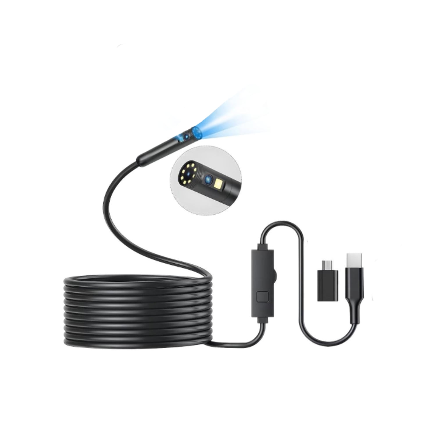 X001FD8H0R Adapter USB Snake Inspection Camera 6 Meter Type-C 8 LEDs, 2 ...